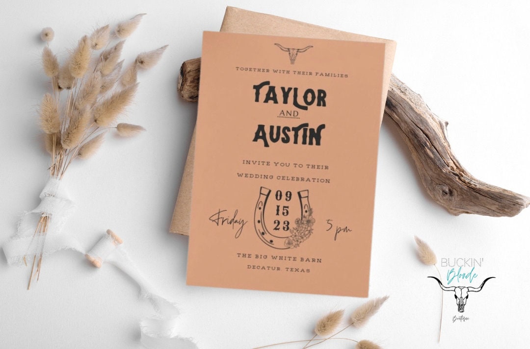 Western Wedding Invitations | Digital Wedding Invitation, Elopement ...