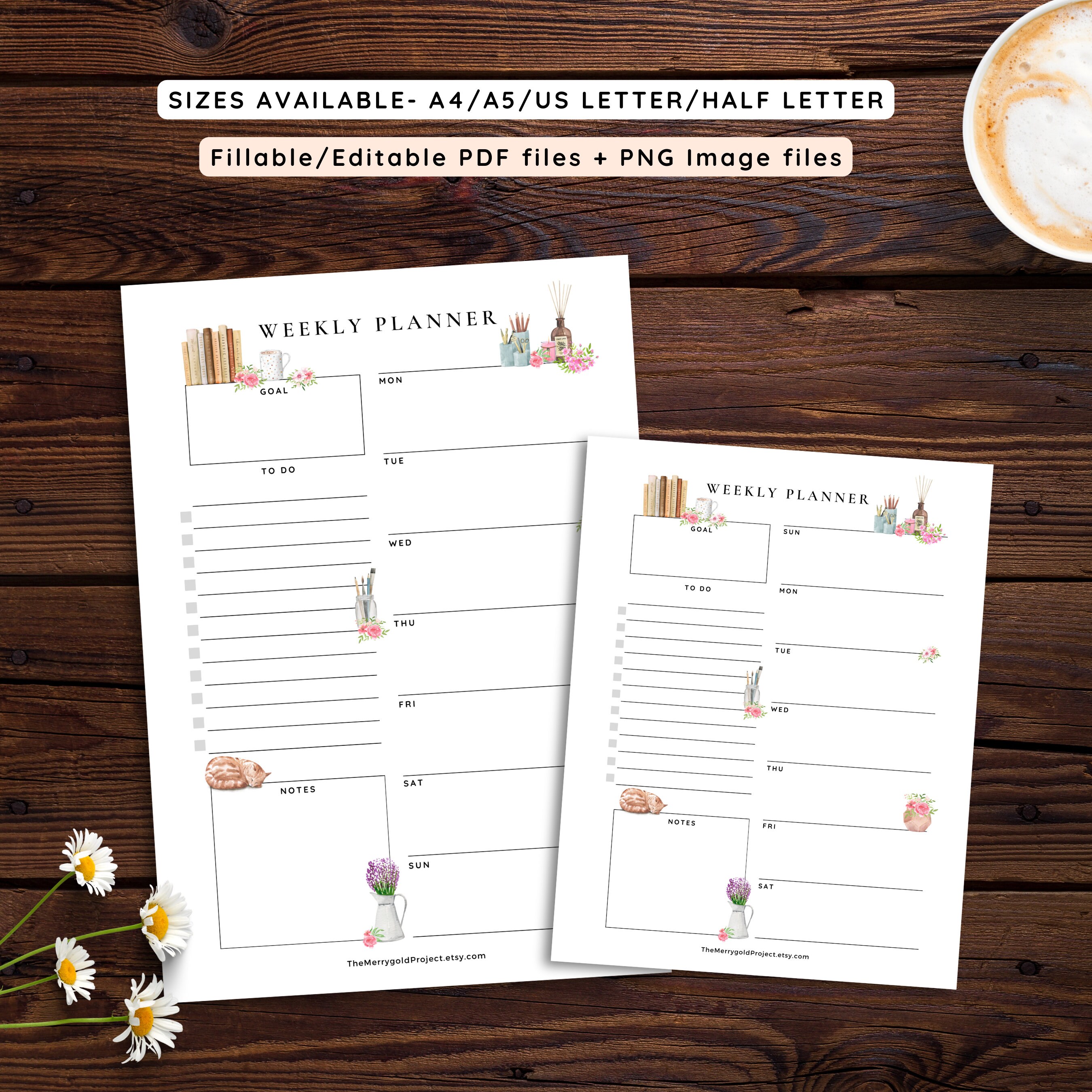 Cute Weekly Planner to Do List Printable Homeschool Study Schedule ...