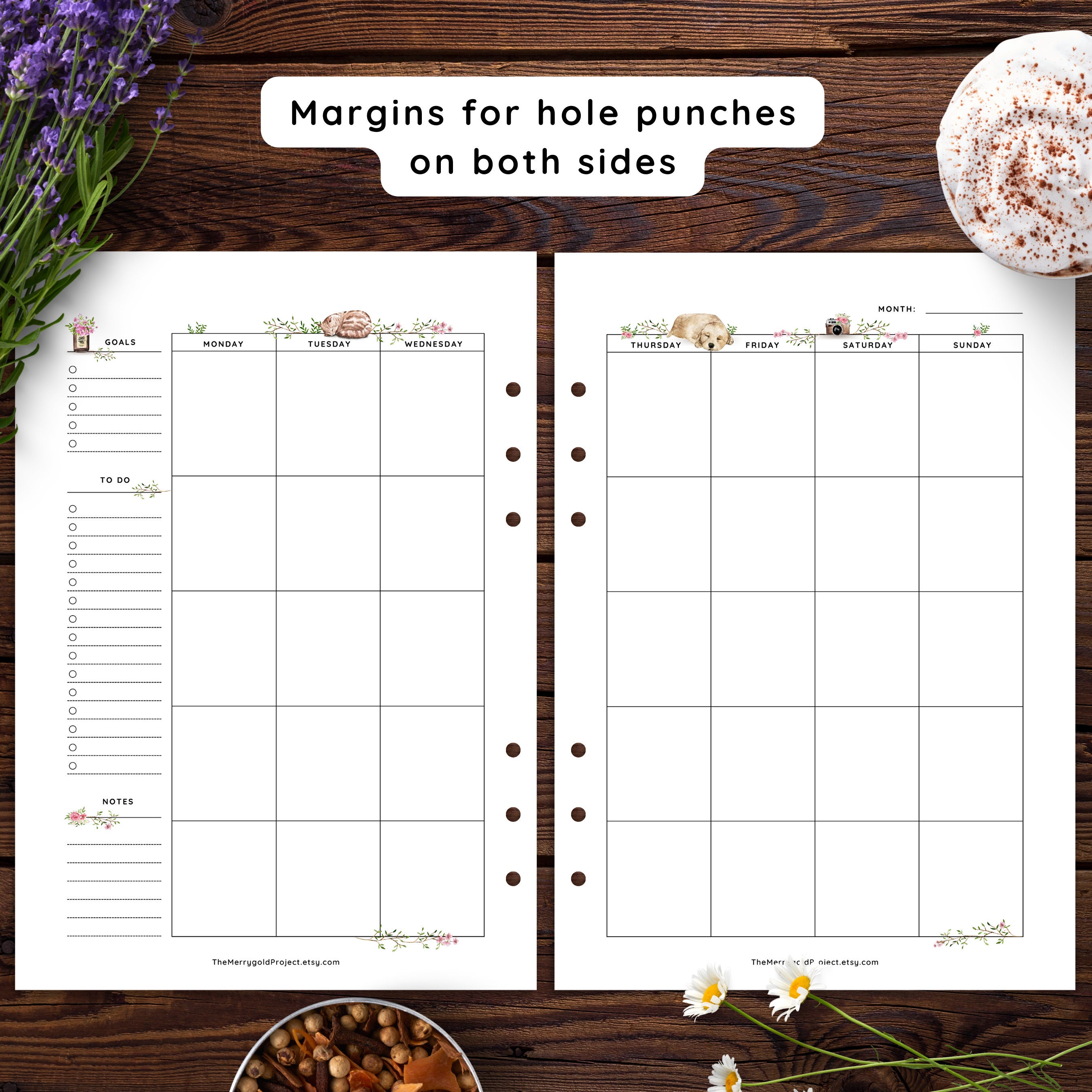 Cute Monthly Blank Calendar Undated Planner Printable Insert, College ...
