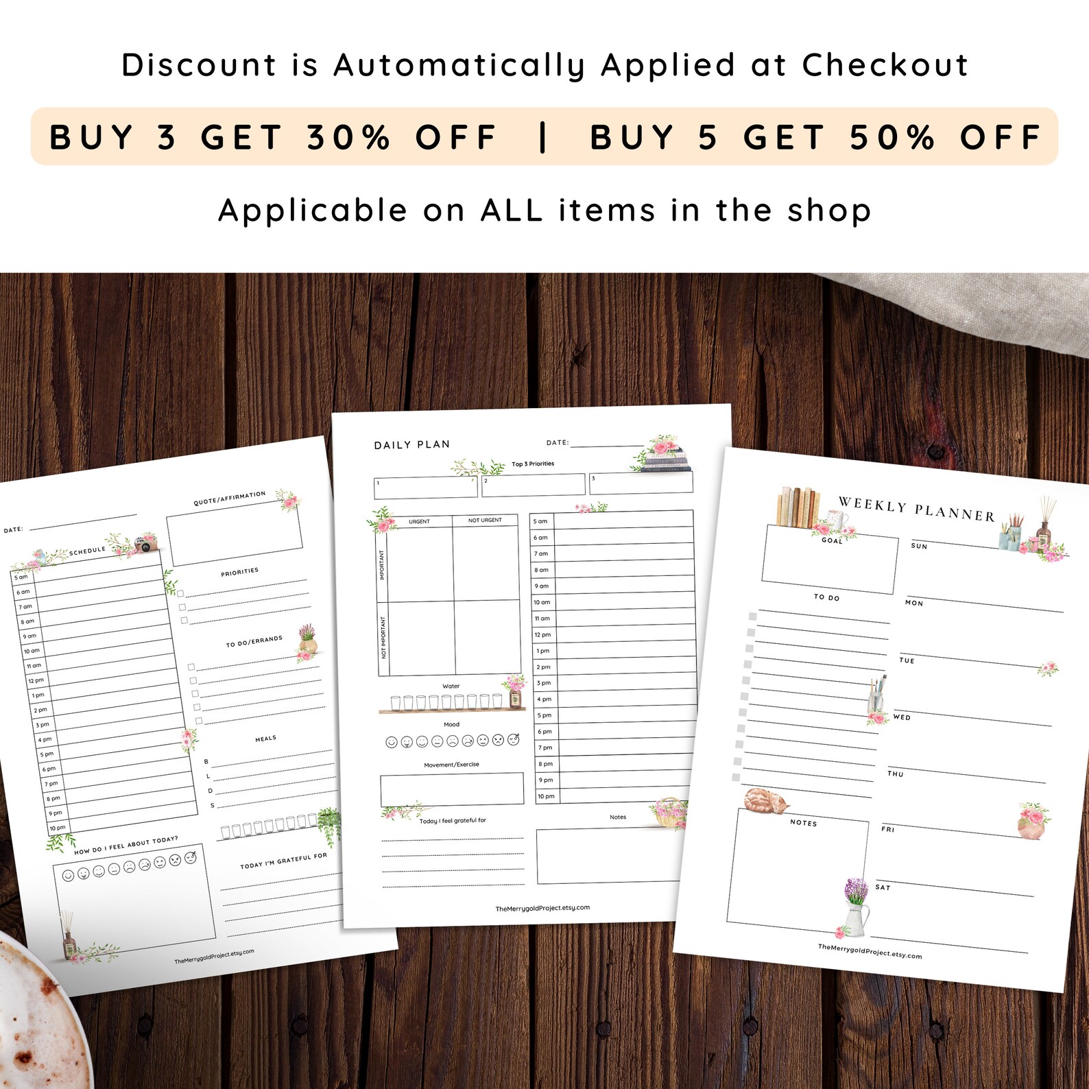 Cute Monthly Blank Calendar Undated Planner Printable Insert, College ...