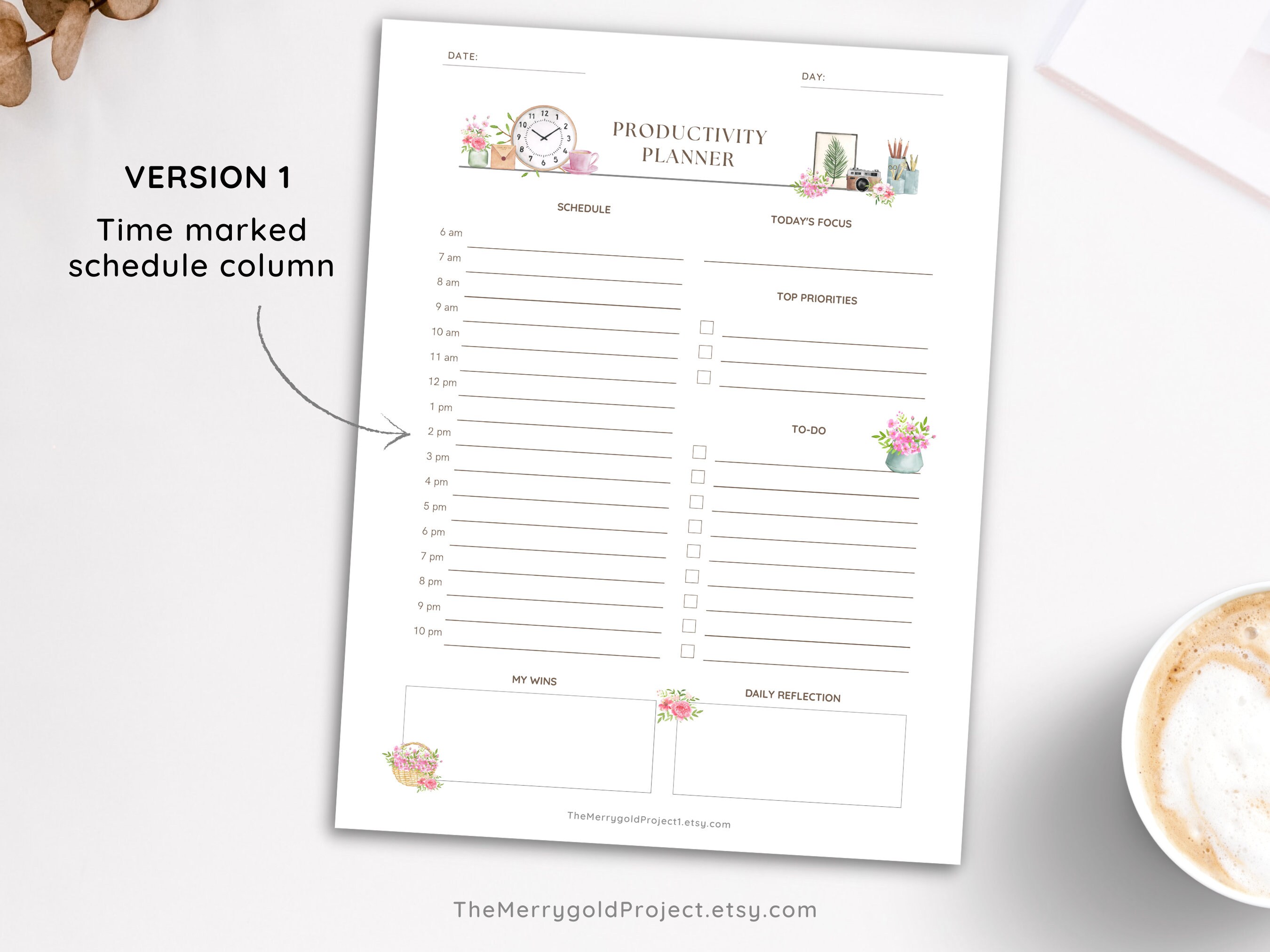 Cottagecore Daily Planner Printable Student Study Schedule - Etsy