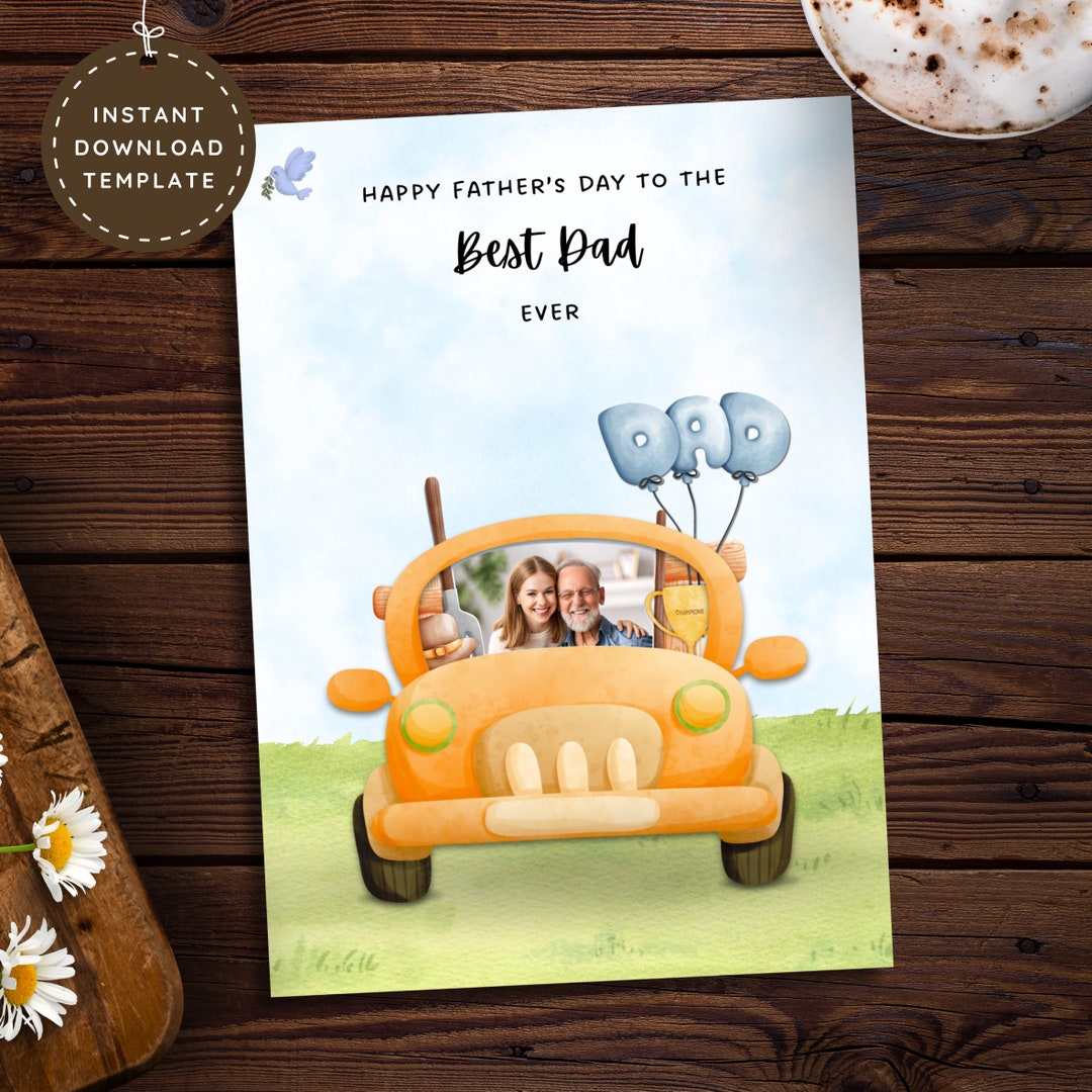 Watercolor Fathers Day Picture Card From Daughter, Printable Best Dad ...