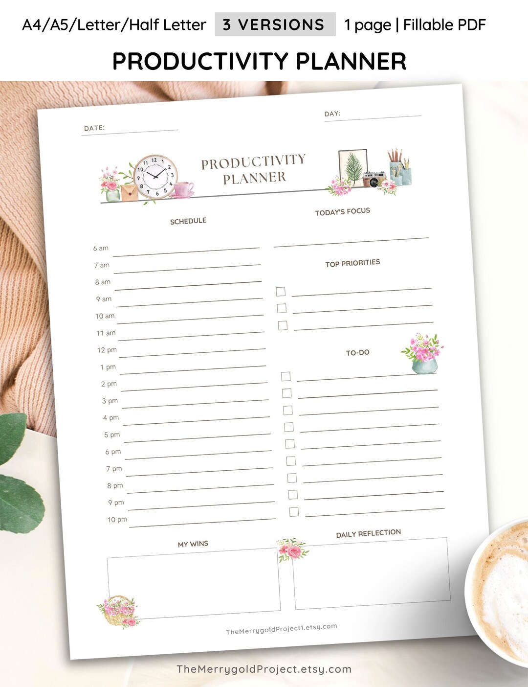 Cottagecore Daily Planner Printable Student Study Schedule - Etsy