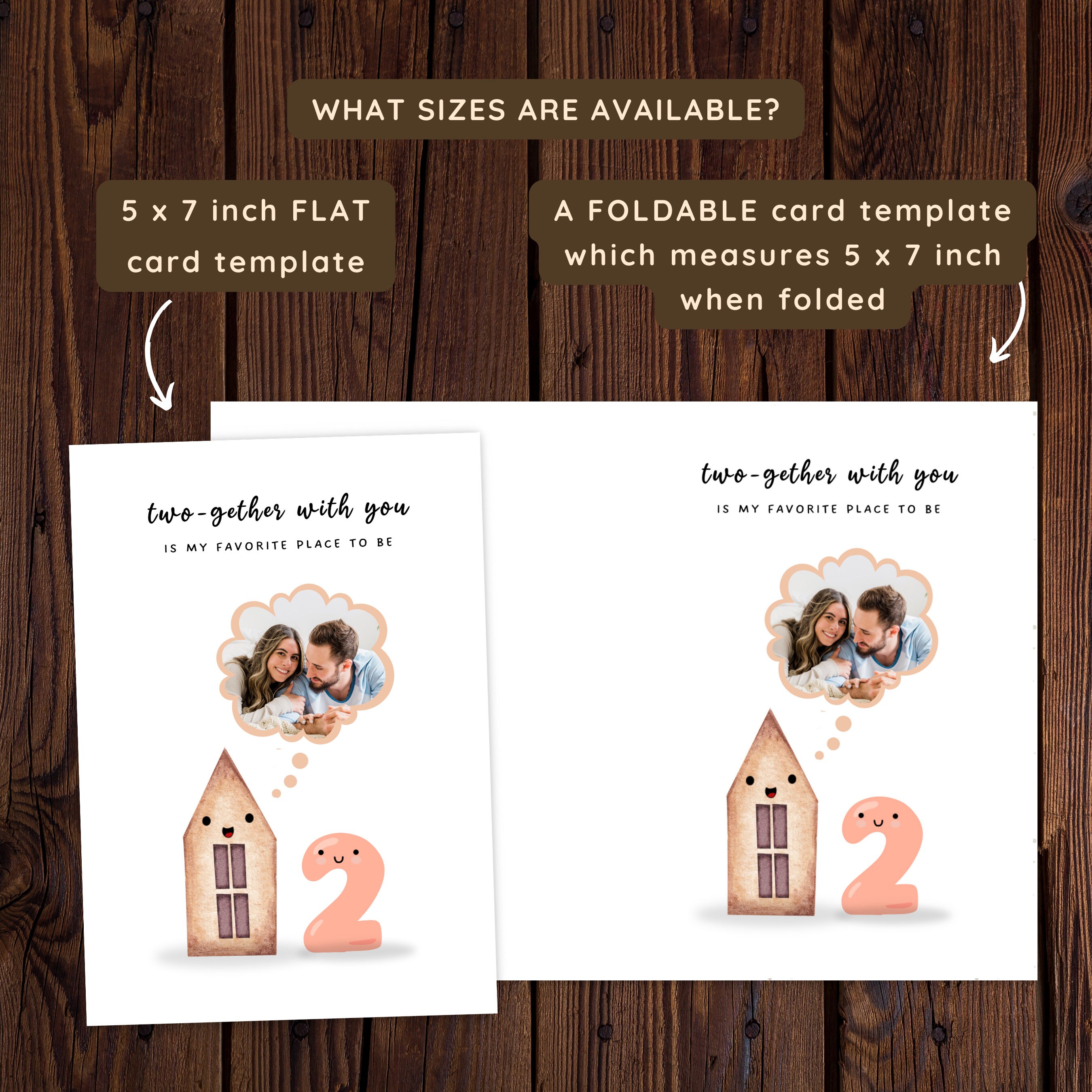 2nd Anniversary Gift Printable Photo Card for Him, 2 Year Anniversary ...