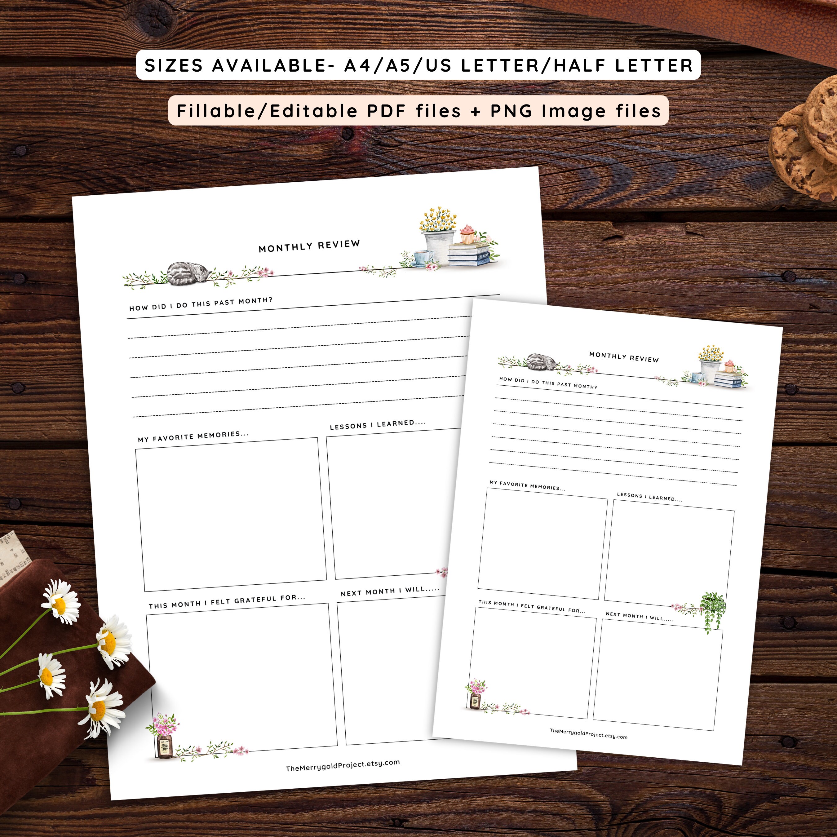 Monthly Self Reflection Printable Planner Page, Wellness Manifestation ...