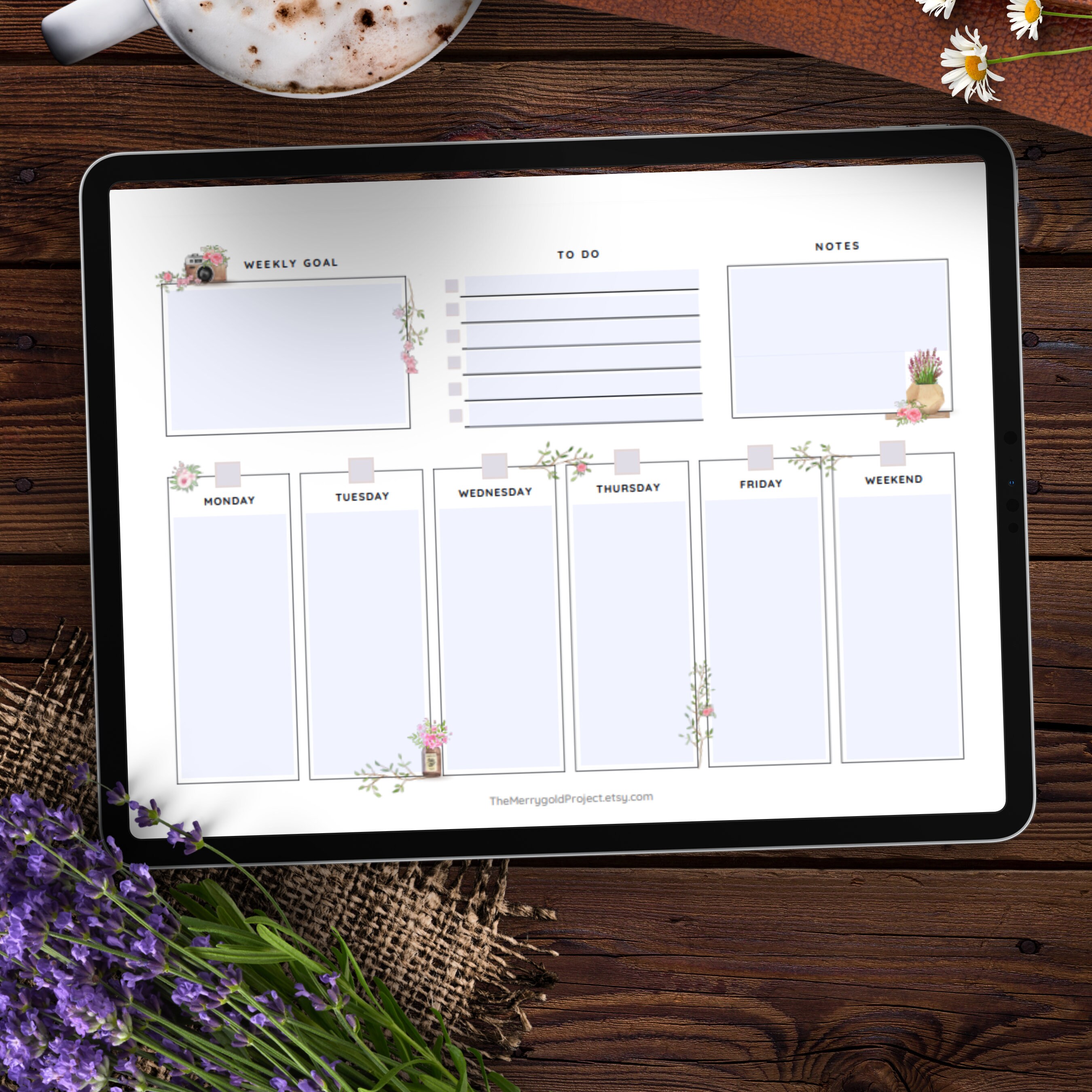 Horizontal Weekly Overview Planner Printable Pages College Student ...