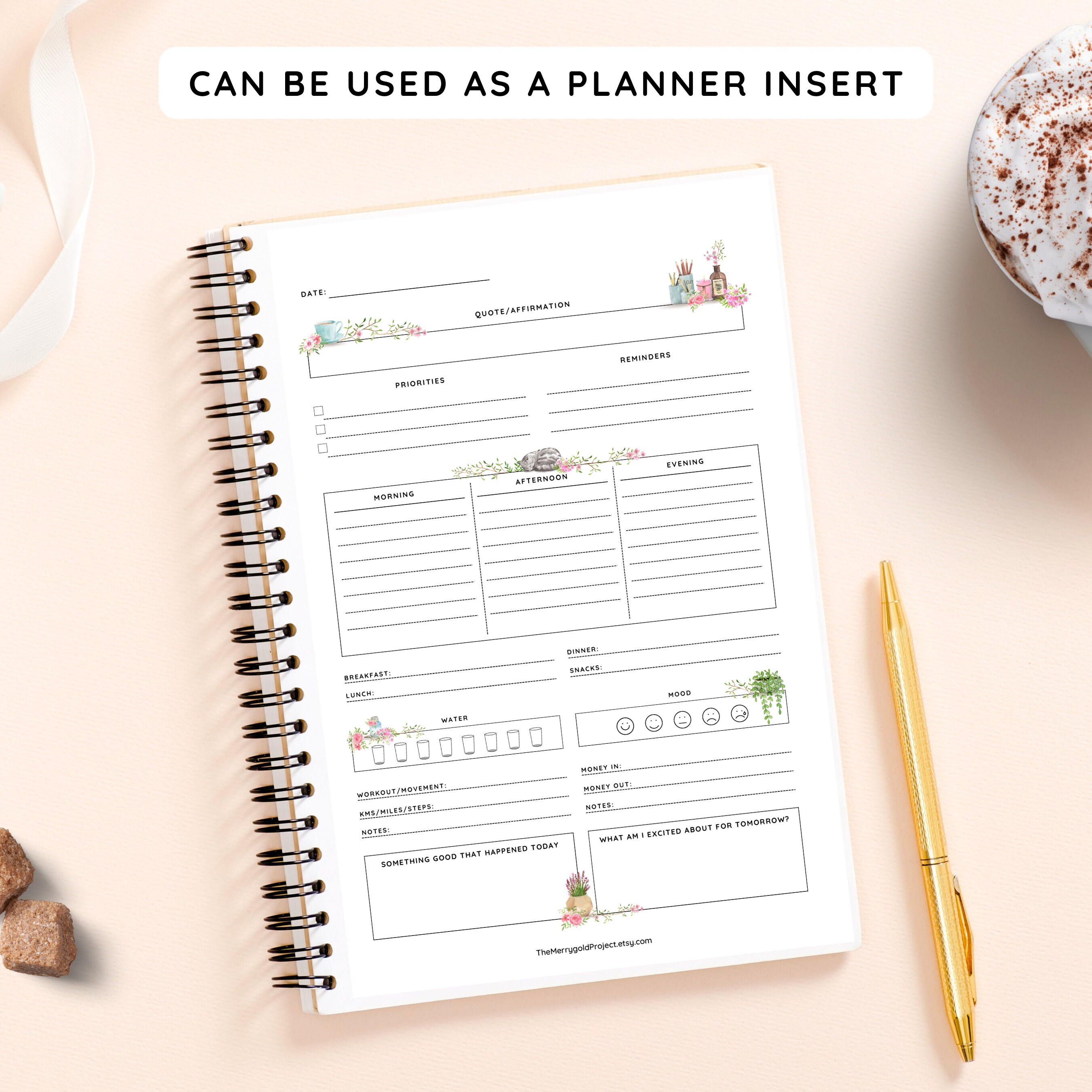Stay at Home Mom Planner PDF Printable Page Insert, Floral Aesthetic ...