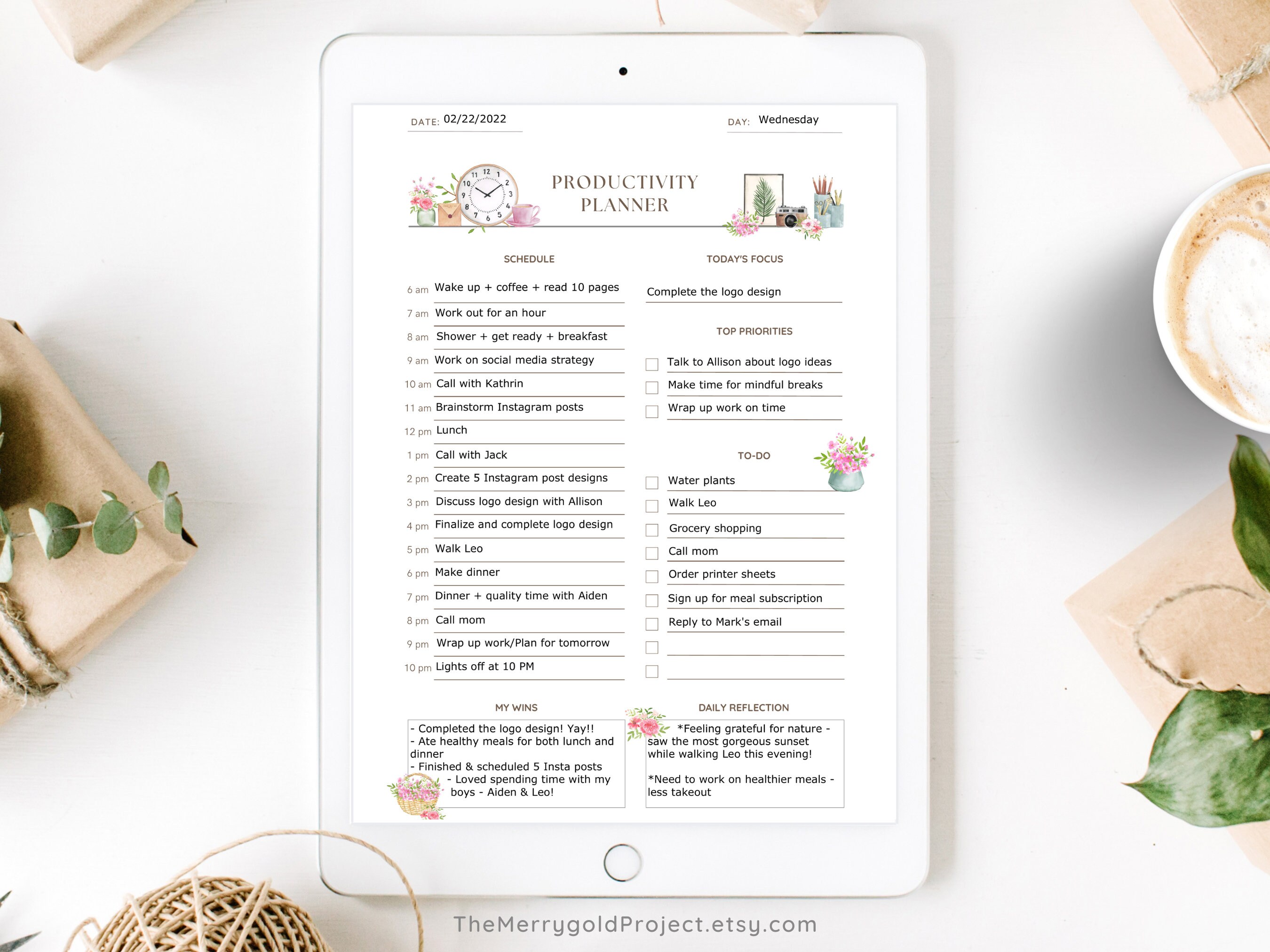 Cottagecore Daily Planner Printable Student Study Schedule - Etsy