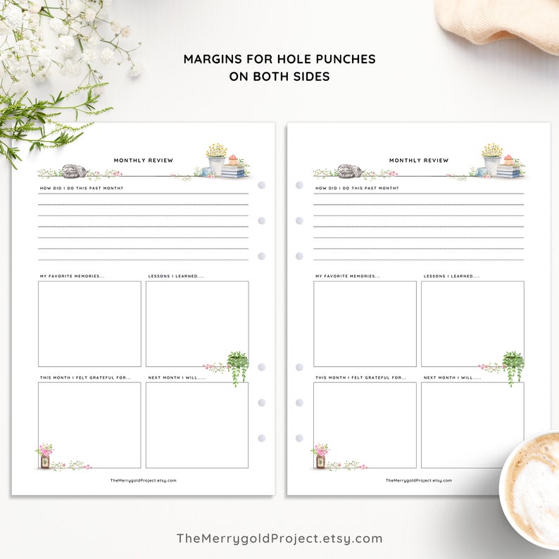 Monthly Self Reflection Printable Planner Journal Page PDF - Etsy