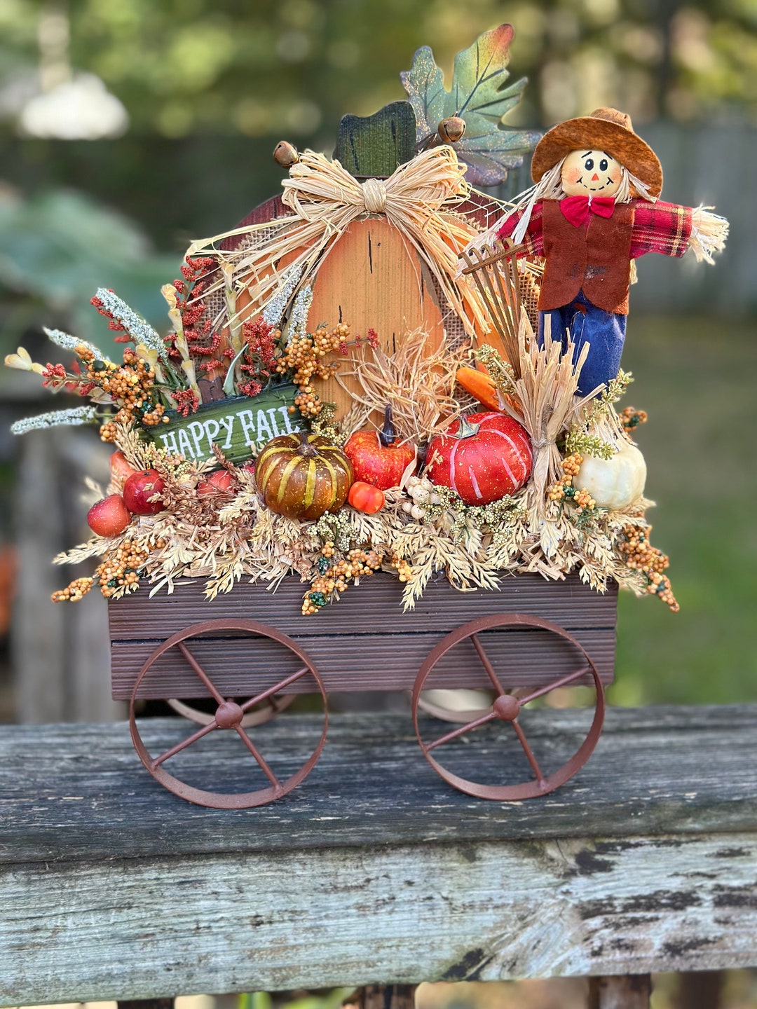 Happy Fall Wagon Tabletop Decor Hayride Wagon Table - Etsy
