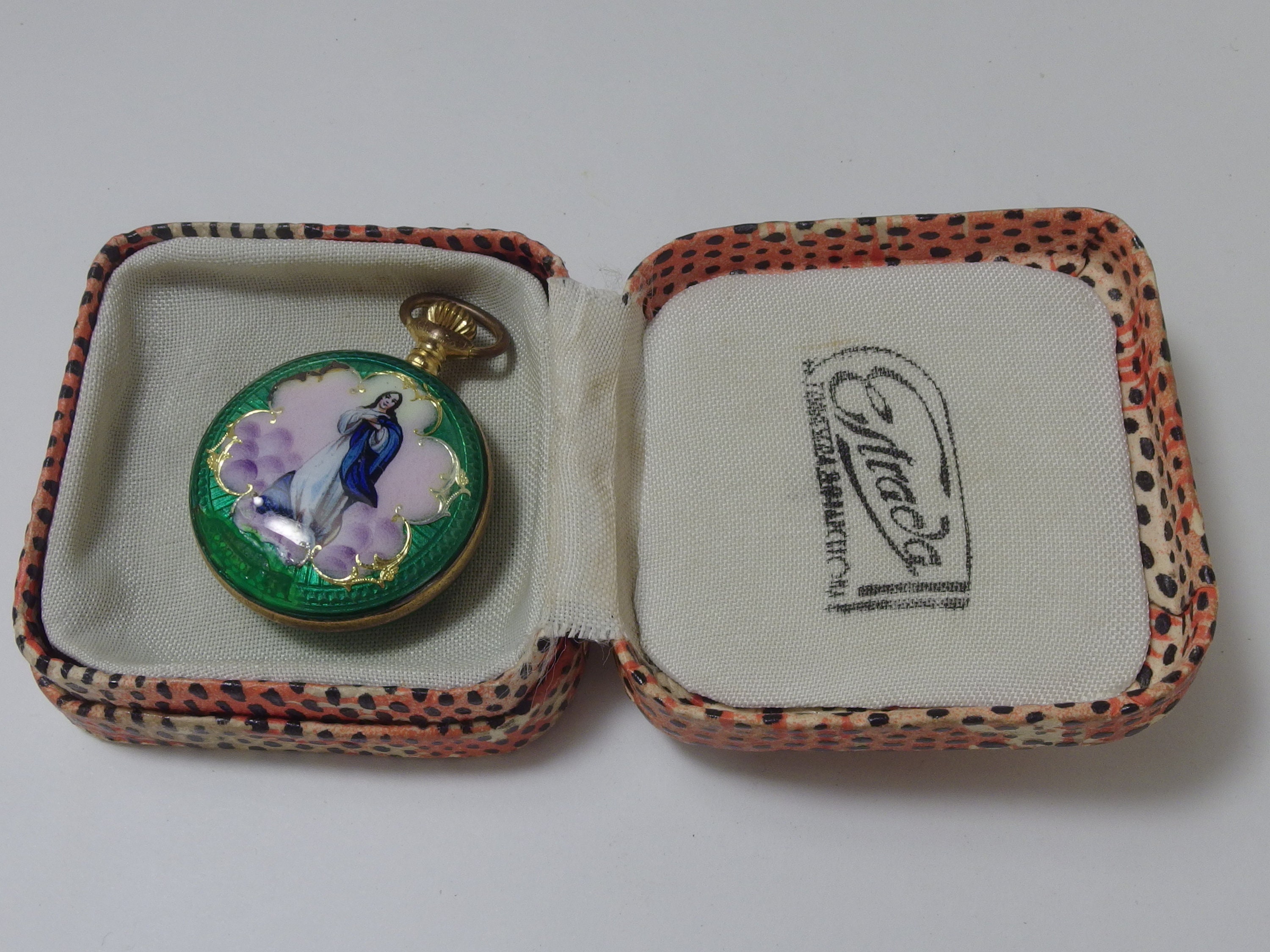 4063 Original Rare Titania Swiss Pocket Watch, Religious Virgin Mary ...