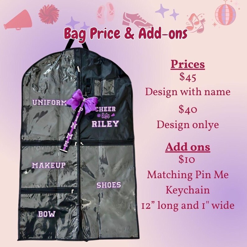 Personalized Cheer : Dance Garment Bag - Custom Name, Sparkle Vinyl ...