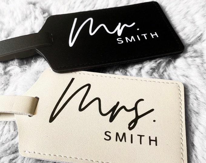 Mr and Mrs Luggage Tag Personalized His & Hers or Couple Set - Etsy