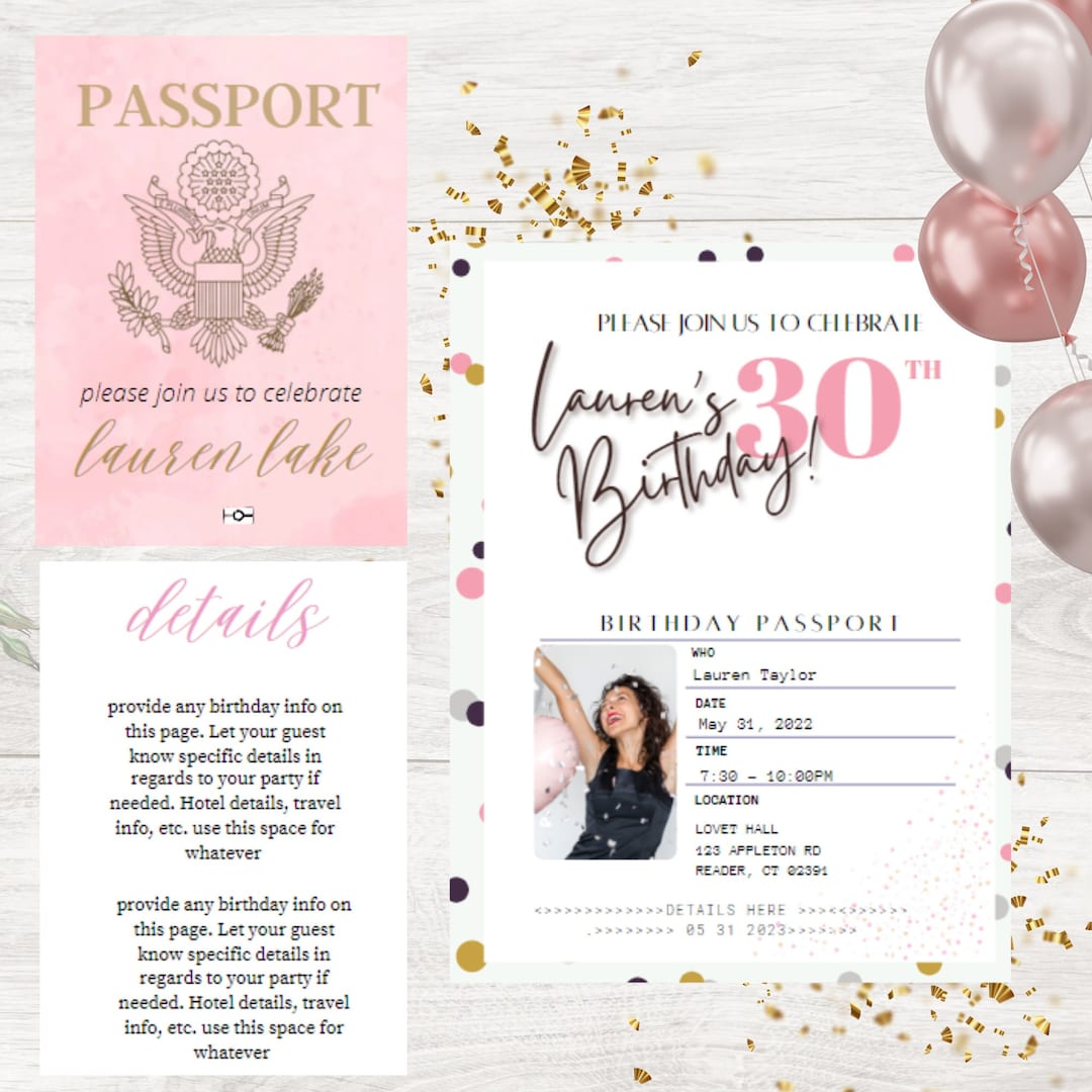 Birthday Passport Invitation Instant Download Canva Etsy 1938