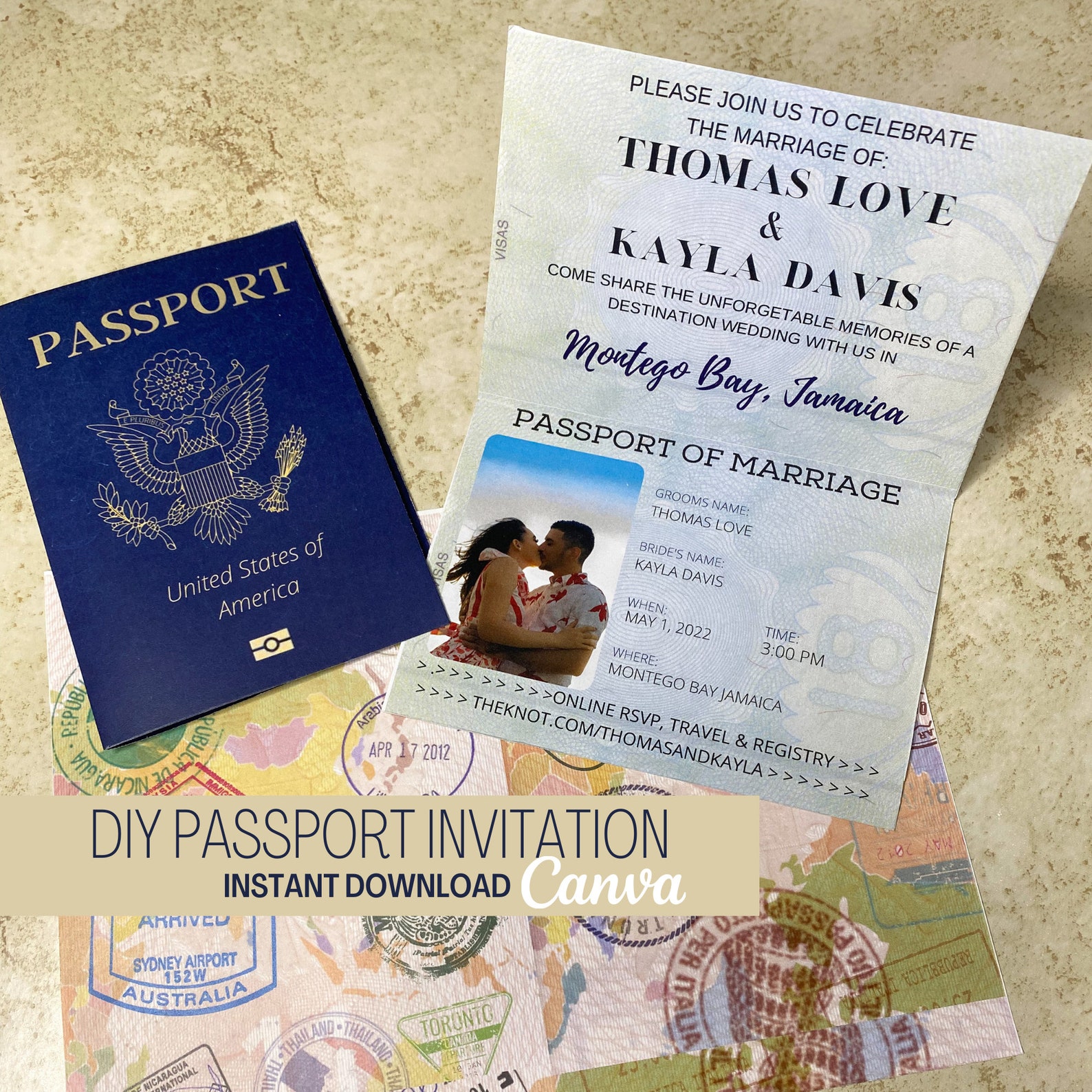 Passport Invitation Template INSTANT CANVA DOWNLOAD - Etsy