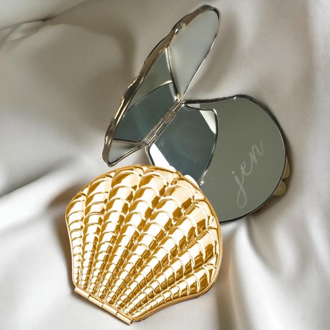 Engraved Seashell Compact Mirror - Etsy