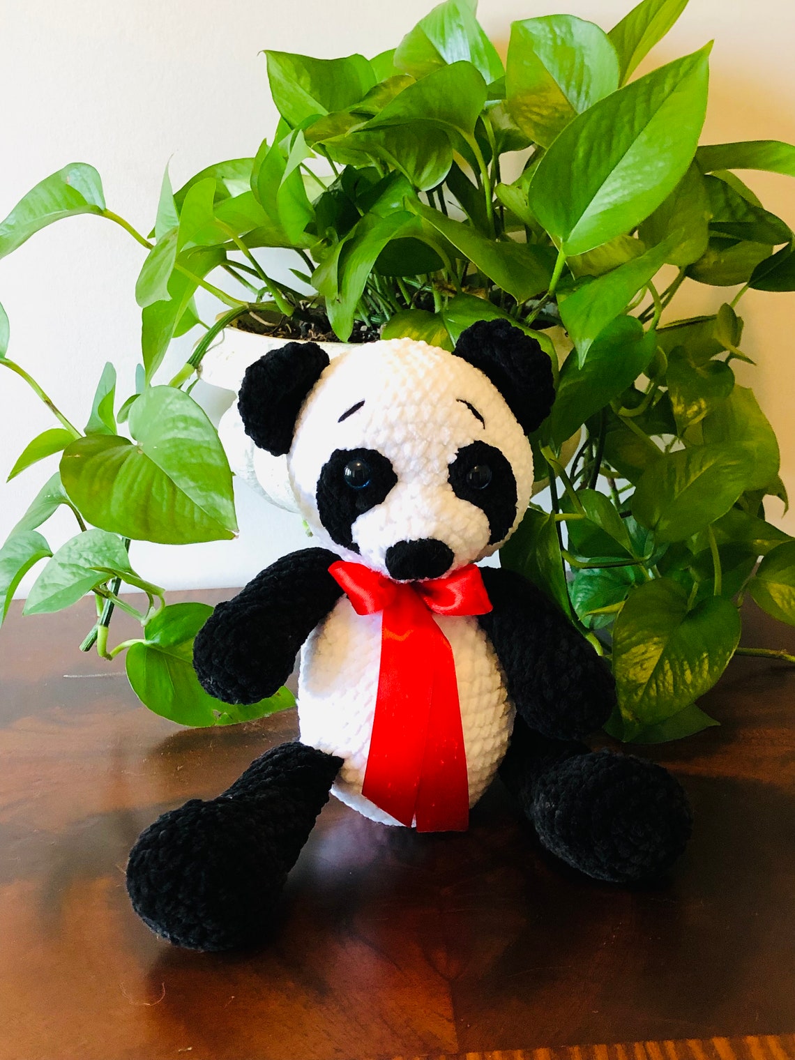 Handmade Panda Plushie With Bow, Baby Gift - Etsy