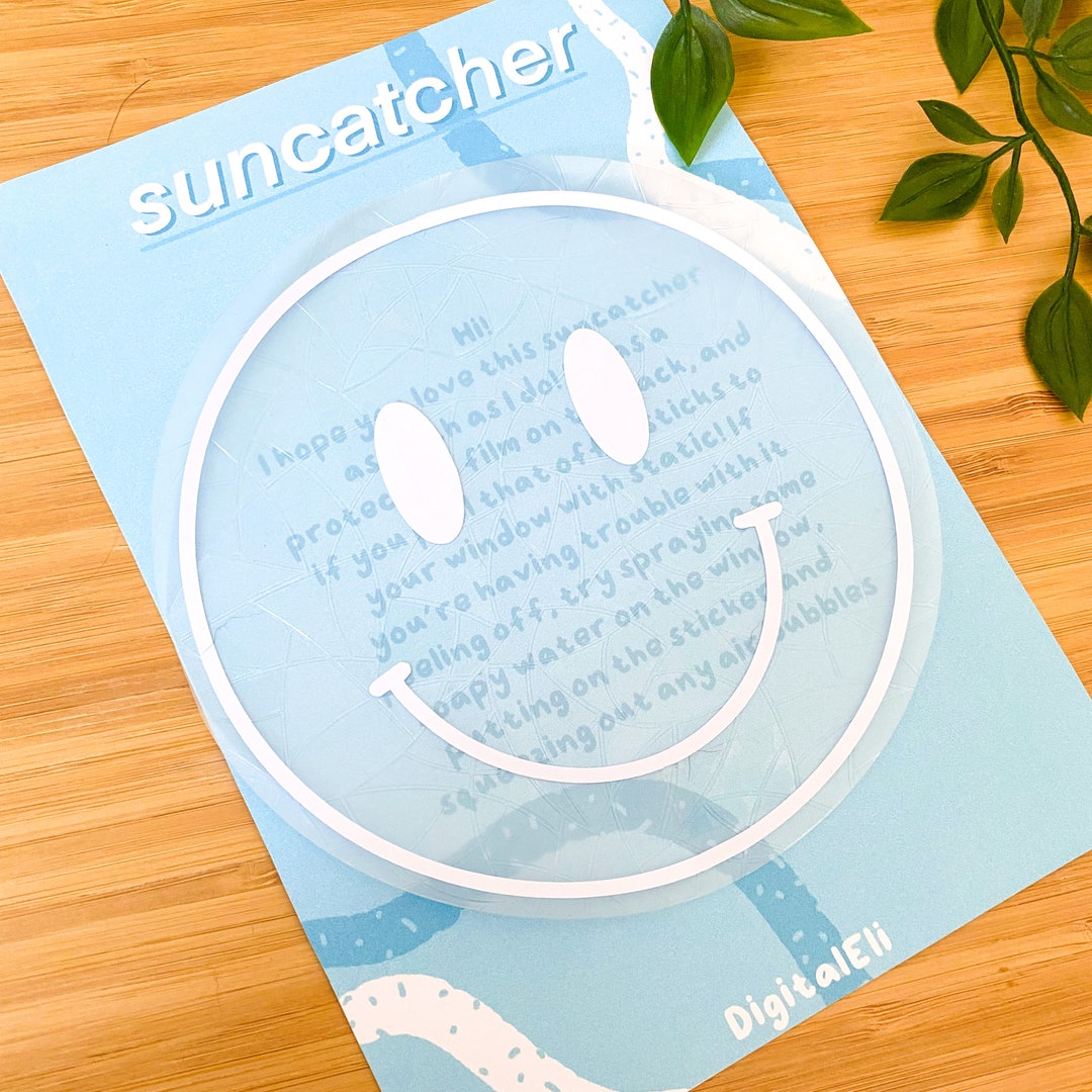 Smiley Face Suncatcher Sticker for Your Window | Rainbow Suncatcher ...