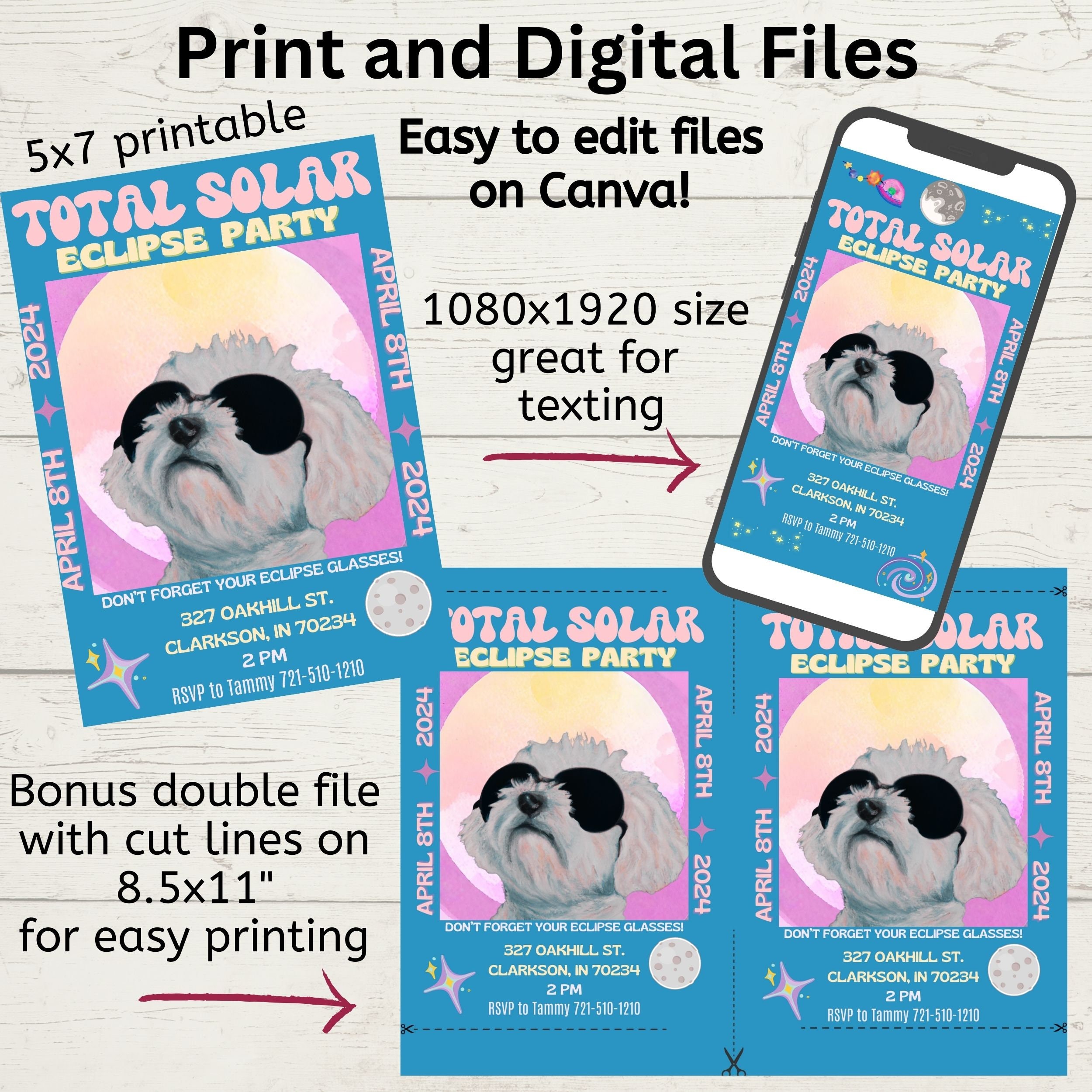 Editable Solar Eclipse Party Invitation, Printable Editable Template in ...
