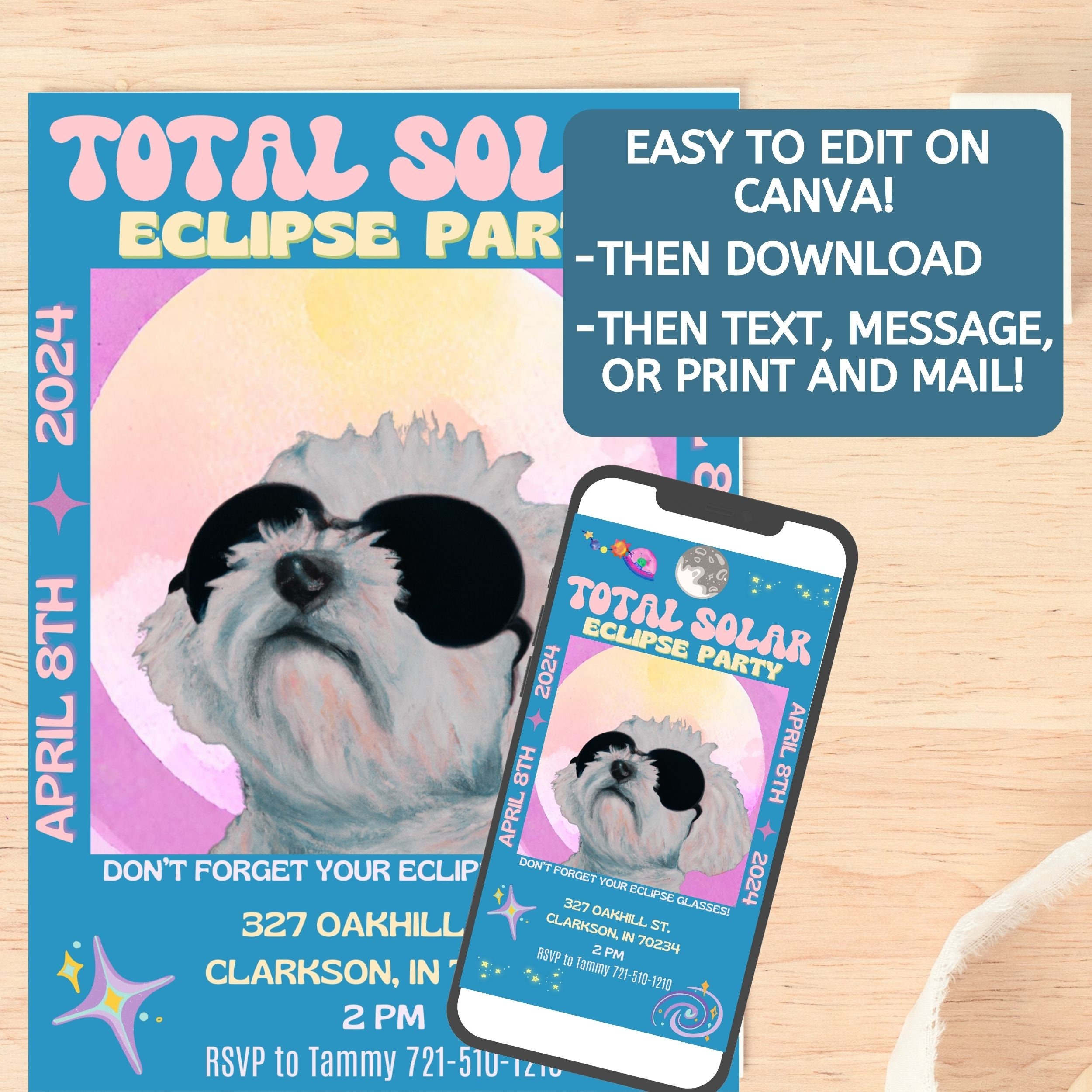 Editable Solar Eclipse Party Invitation, Printable Editable Template in ...