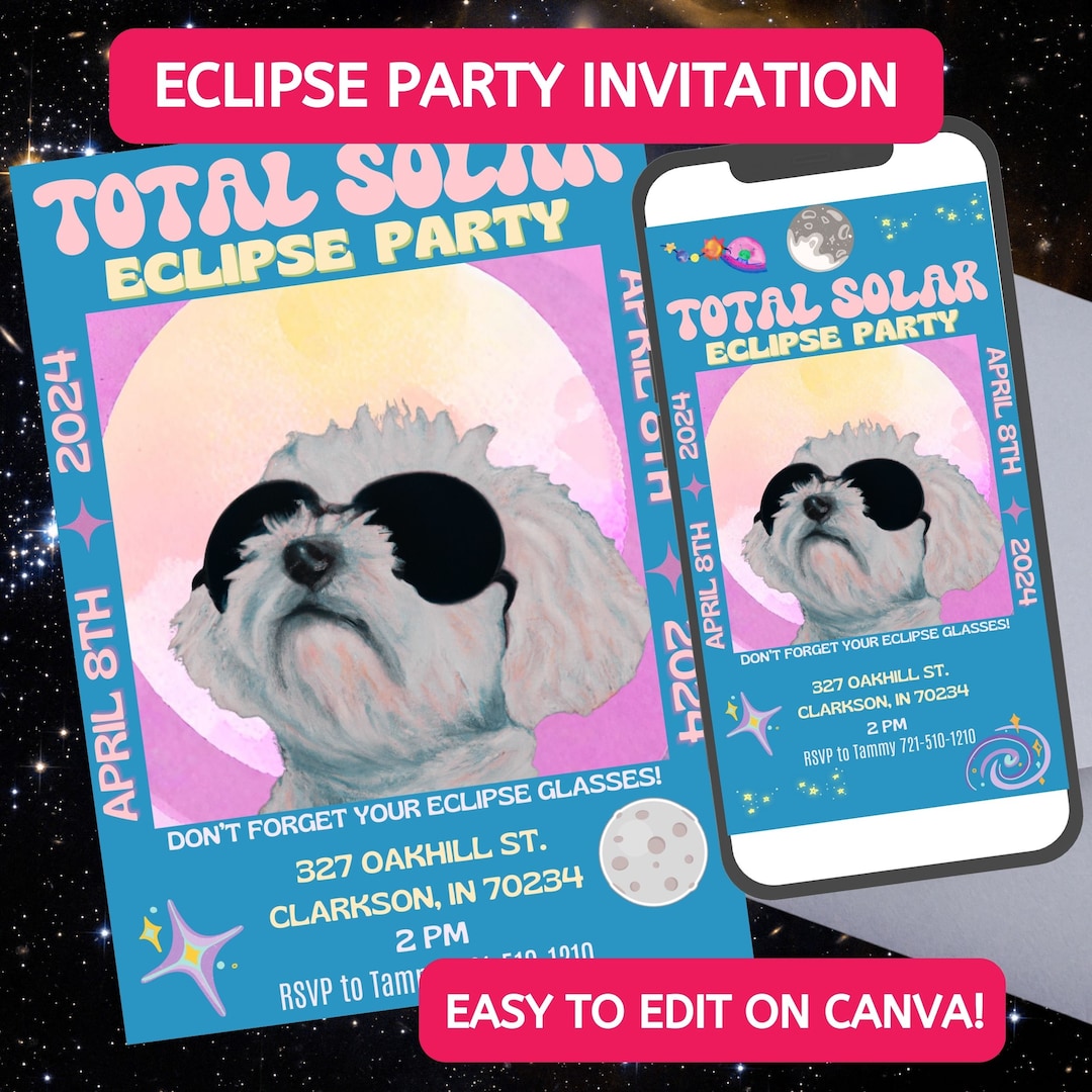 Editable Solar Eclipse Party Invitation, Printable Editable Template in ...