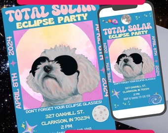 Editable Solar Eclipse Party Invitation, Printable Editable Template in ...