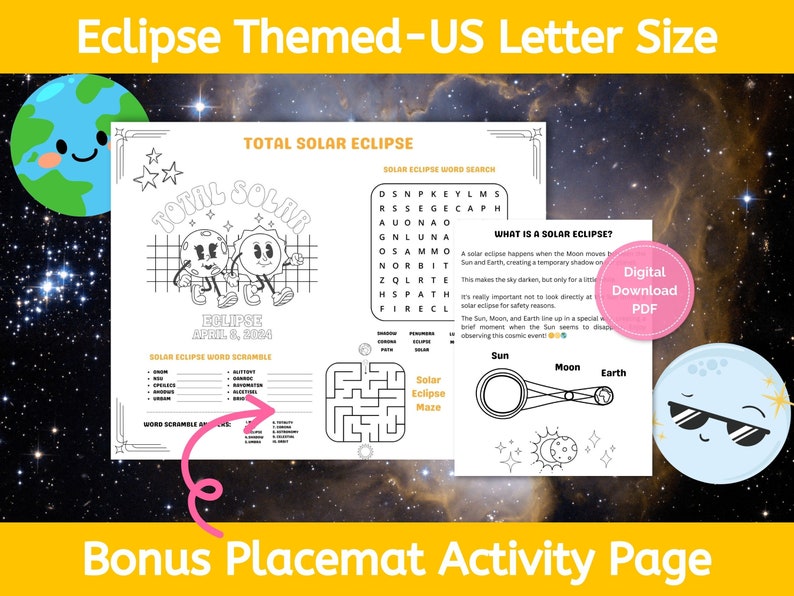 Total Solar Eclipse 2024, Eclipse Party Activities for Kids, April 8 ...