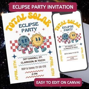 Editable Solar Eclipse Party Invitation, Printable Editable Template in ...