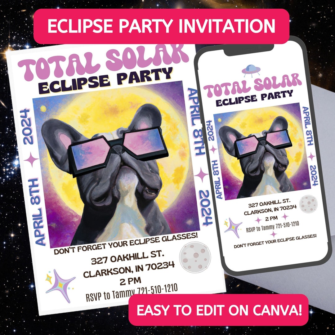 Editable Solar Eclipse Party Invitation, Printable Editable Template in ...