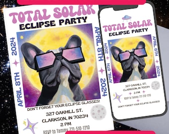 Editable Solar Eclipse Party Invitation, Printable Editable Template in ...