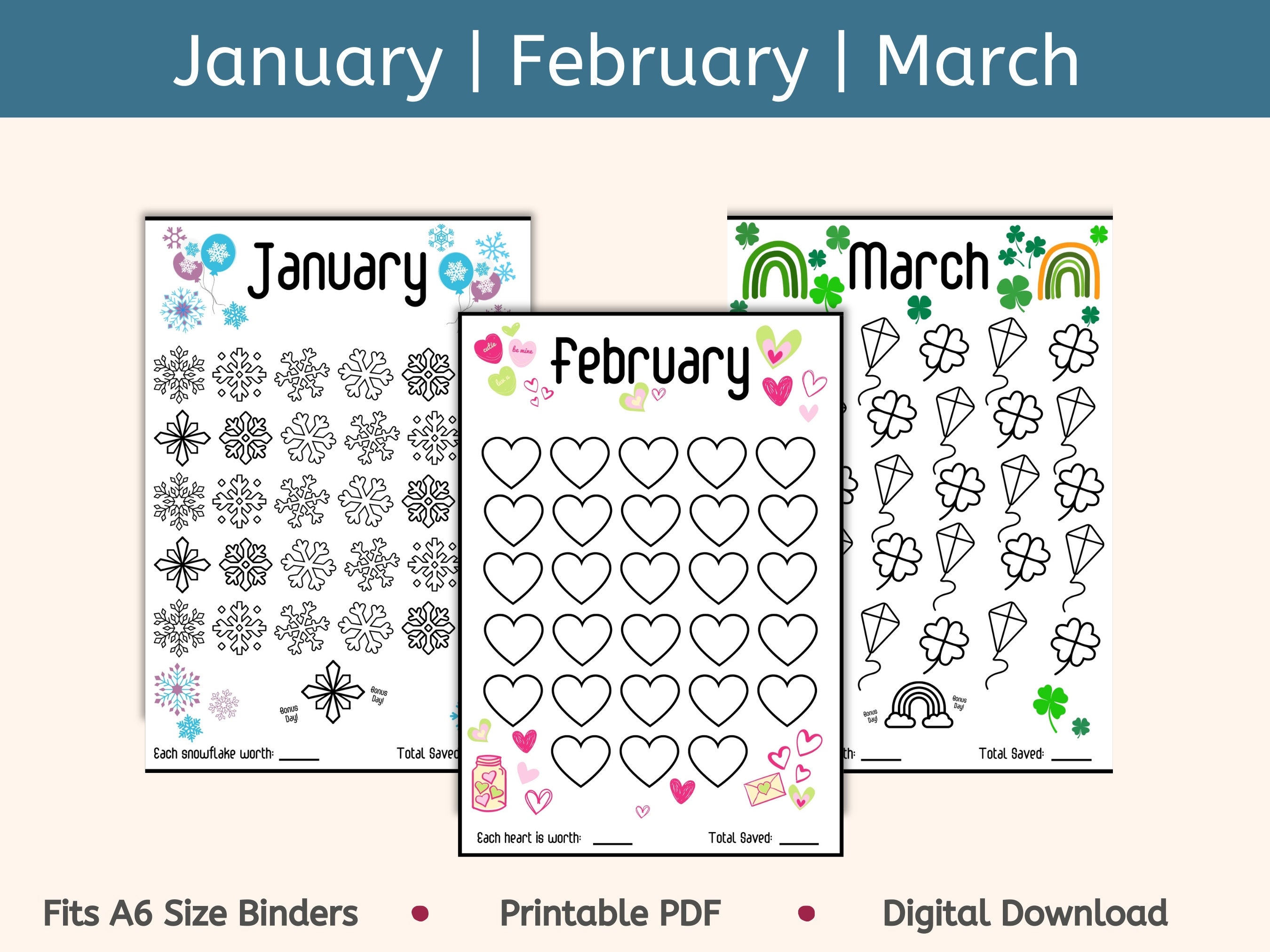 Monthly Challenge Tracker, Saving Tracker, Envelope Challenge, Money ...