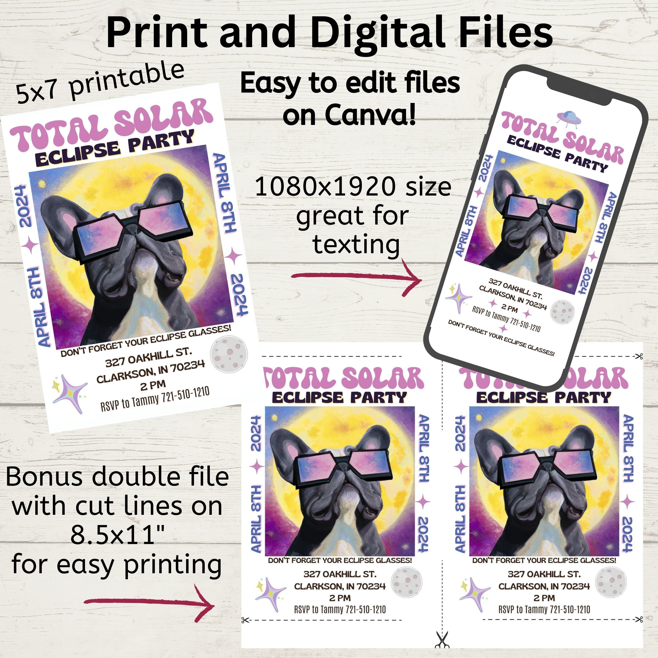 Editable Solar Eclipse Party Invitation, Printable Editable Template in ...