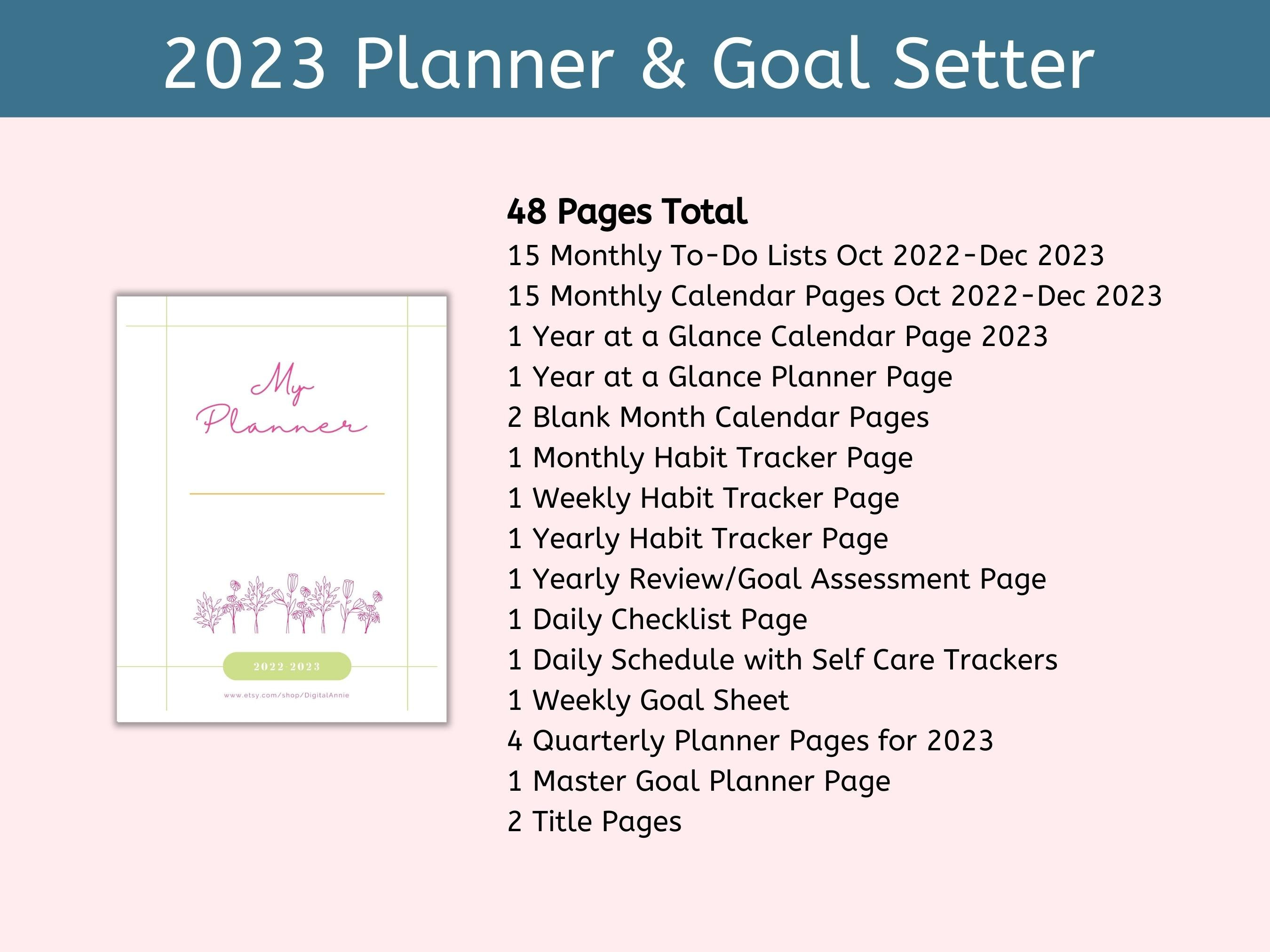 2022-2023 Planner 2023 Calendar Yearly Goal Planner Monthly - Etsy