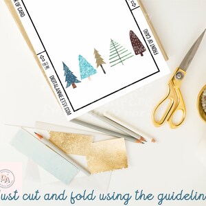 Christmas Greeting Card, Cute Pine Trees Printable Card, Instant ...