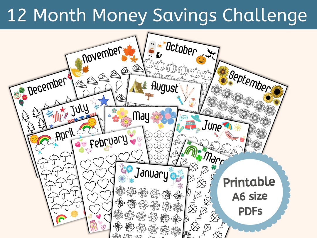 Monthly Challenge Tracker, Saving Tracker, Envelope Challenge, Money ...