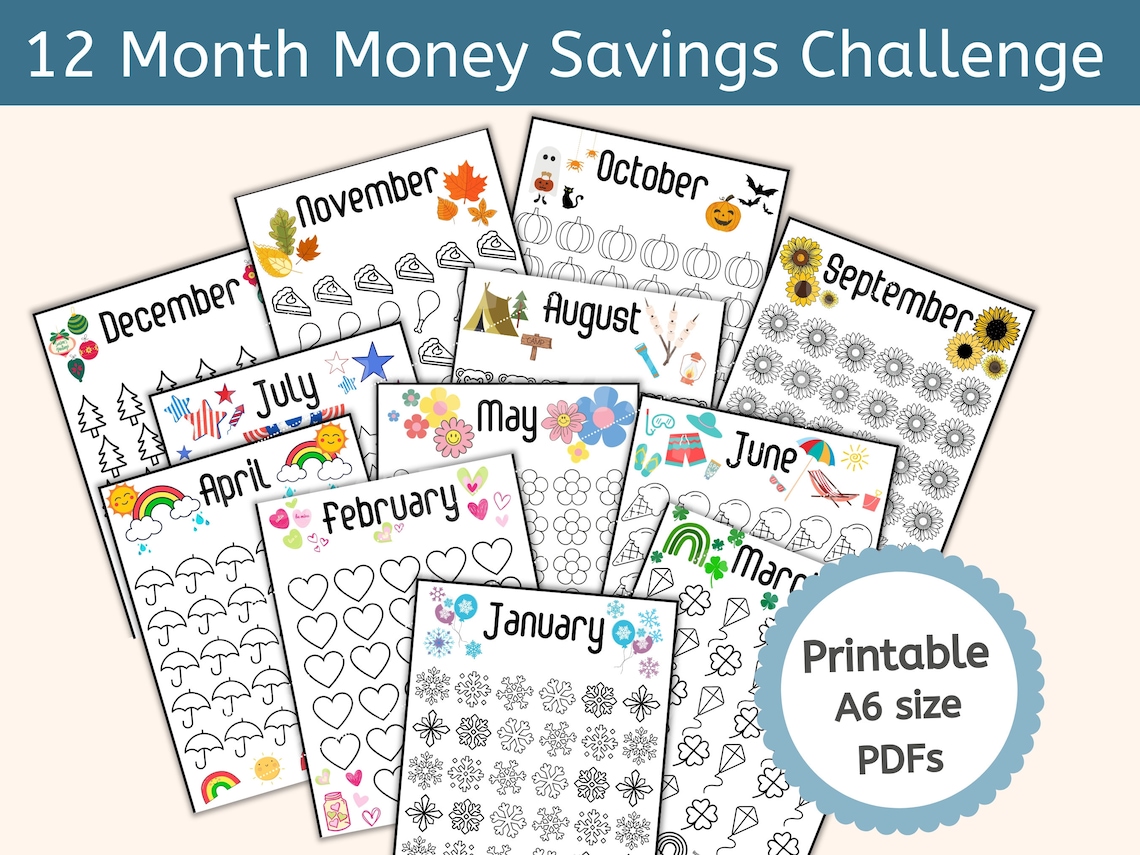 Monthly Challenge Tracker, Saving Tracker, Envelope Challenge, Money ...