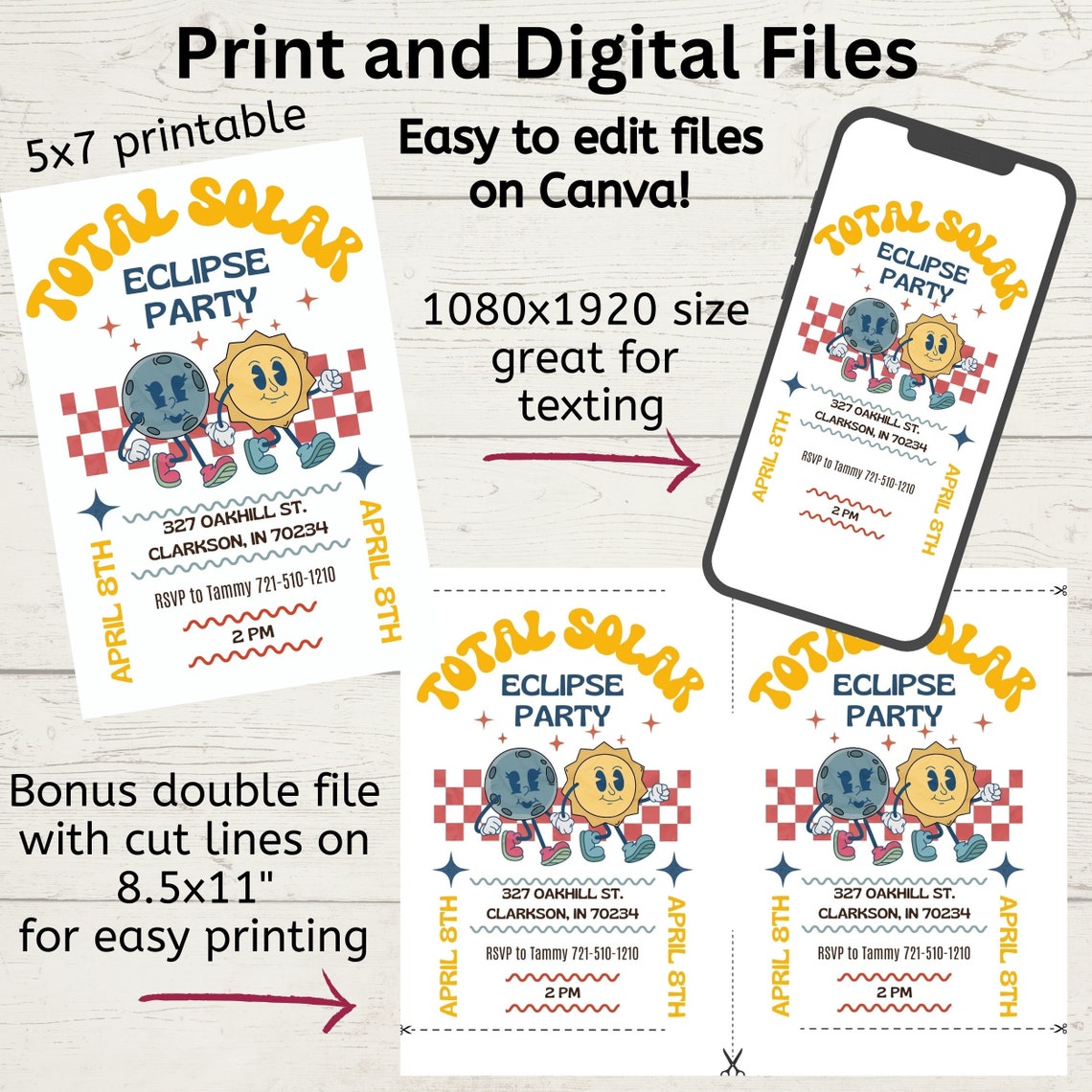 Editable Solar Eclipse Party Invitation, Printable Editable Template in ...