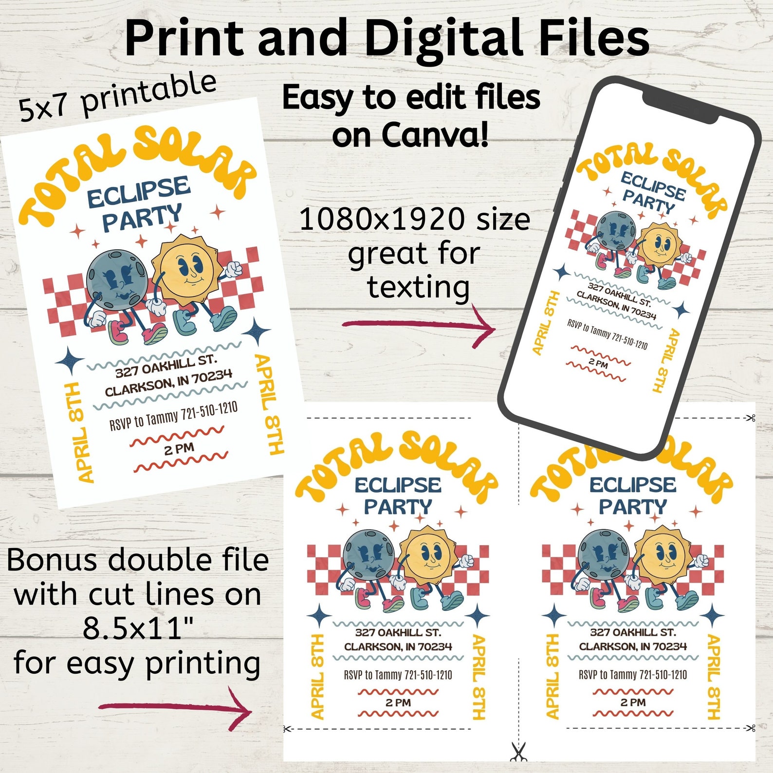 Editable Solar Eclipse Party Invitation, Printable Editable Template in ...