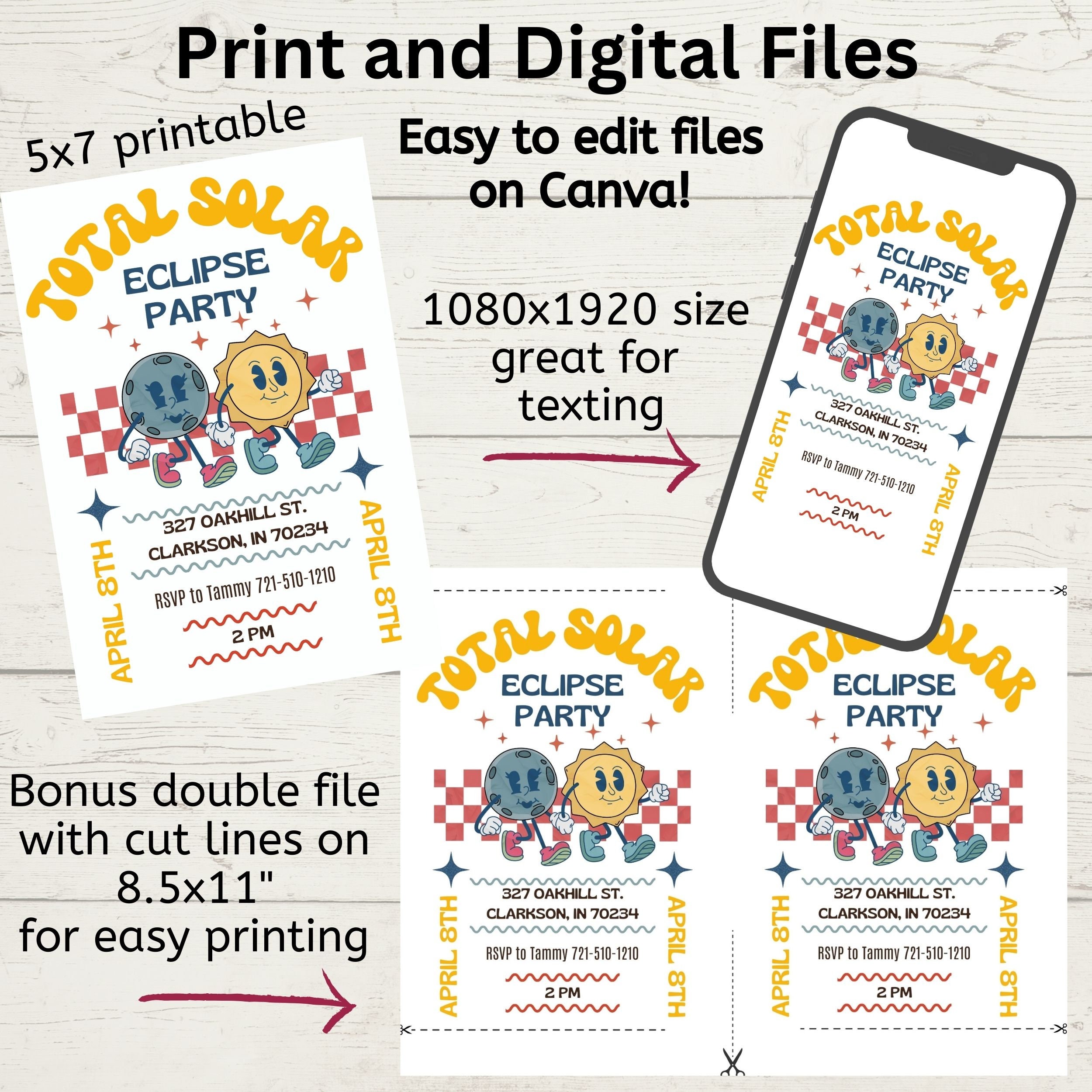 Editable Solar Eclipse Party Invitation, Printable Editable Template in ...