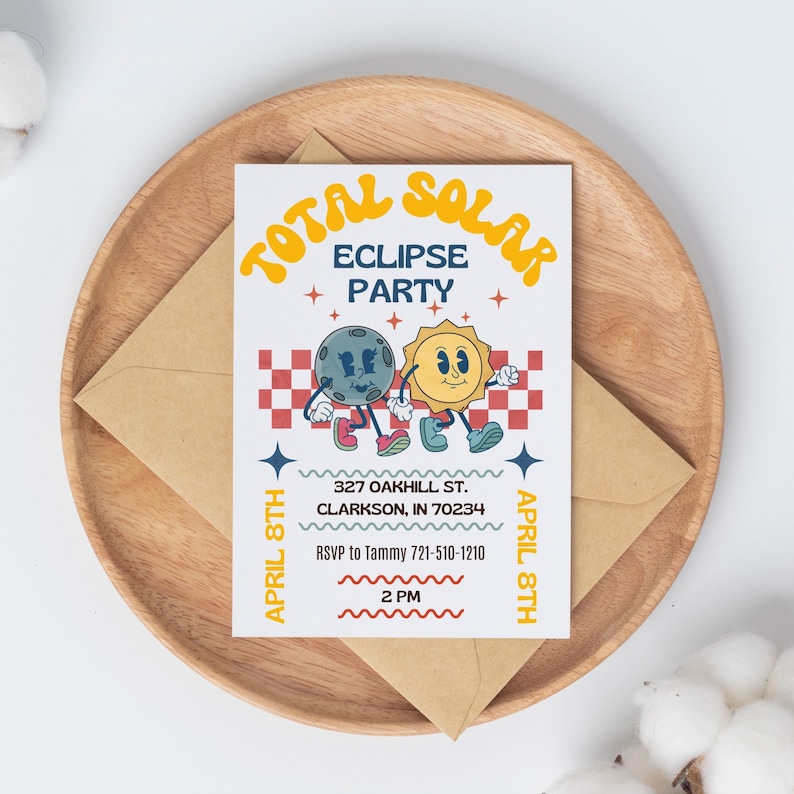 Editable Solar Eclipse Party Invitation, Printable Editable Template in ...
