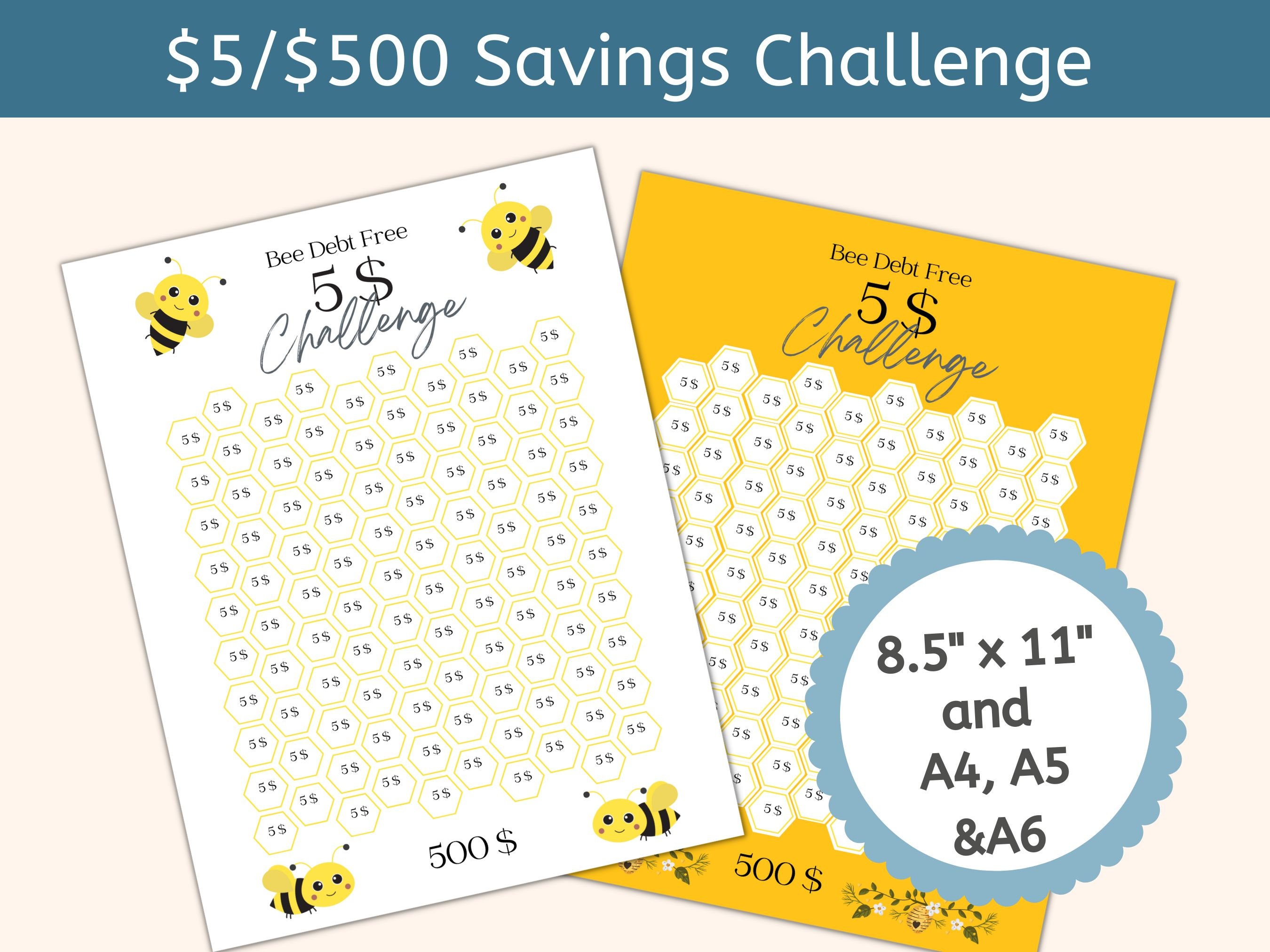 500 Dollar Challenge Tracker, Saving Tracker, Envelope Challenge, Money ...