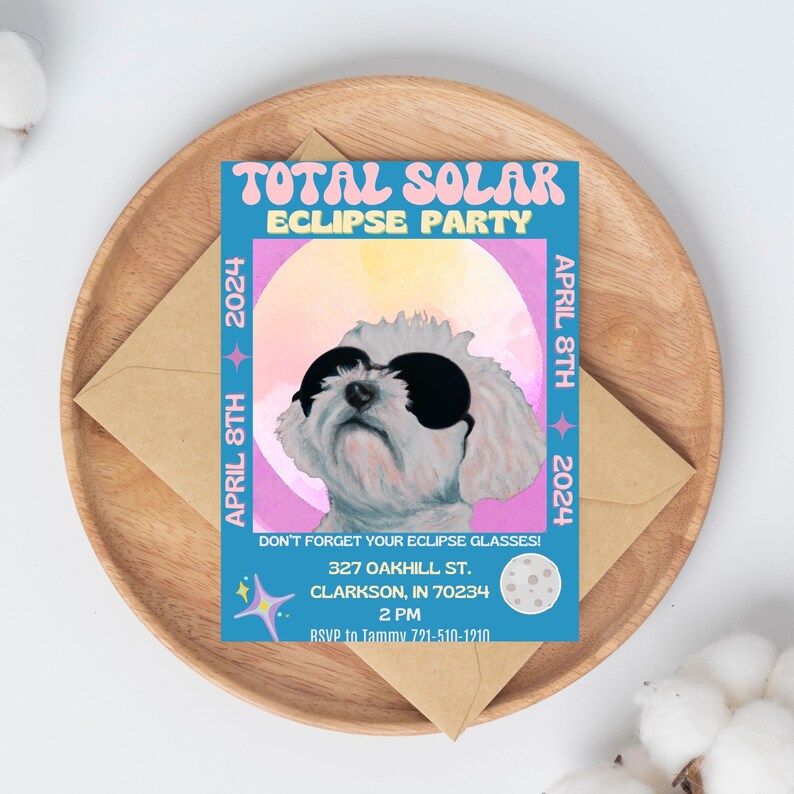 Editable Solar Eclipse Party Invitation, Printable Editable Template in ...