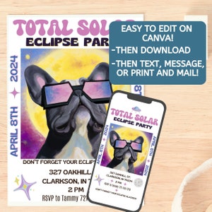 Editable Solar Eclipse Party Invitation, Printable Editable Template in ...