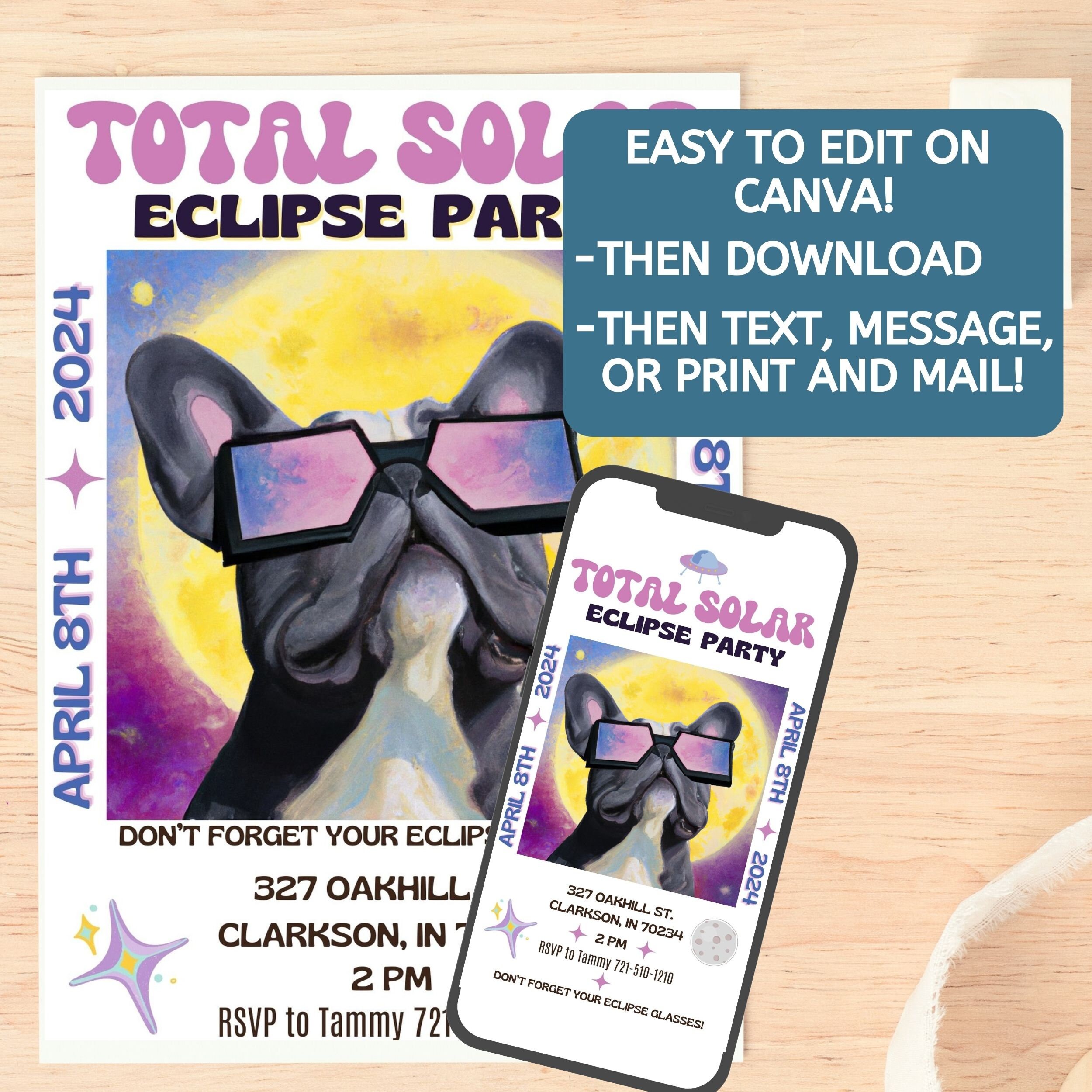 Editable Solar Eclipse Party Invitation, Printable Editable Template in ...