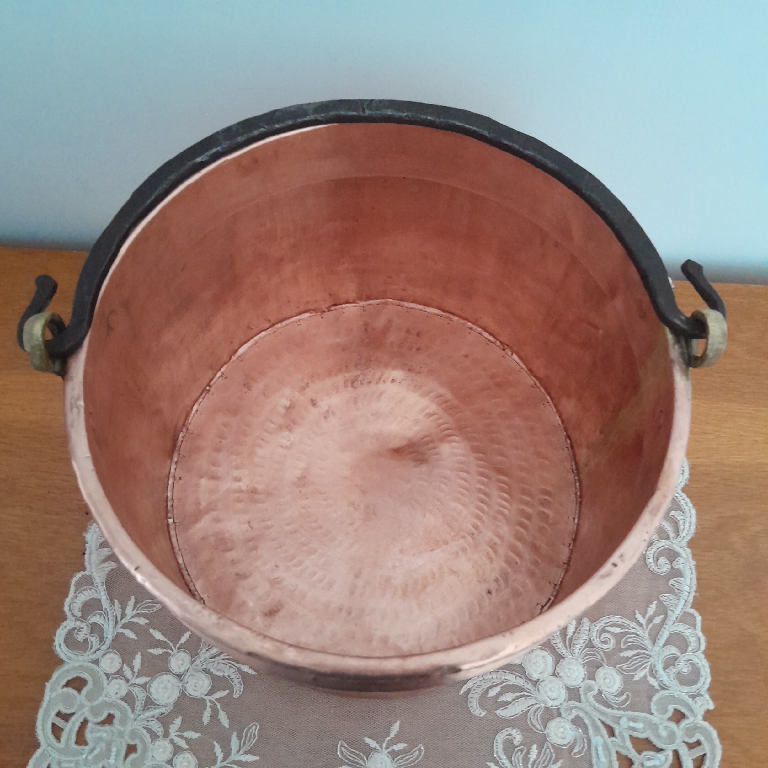 Copper Cauldron Pot, Vintage Copper Bucket, Hammered Copper Vintage Pot ...