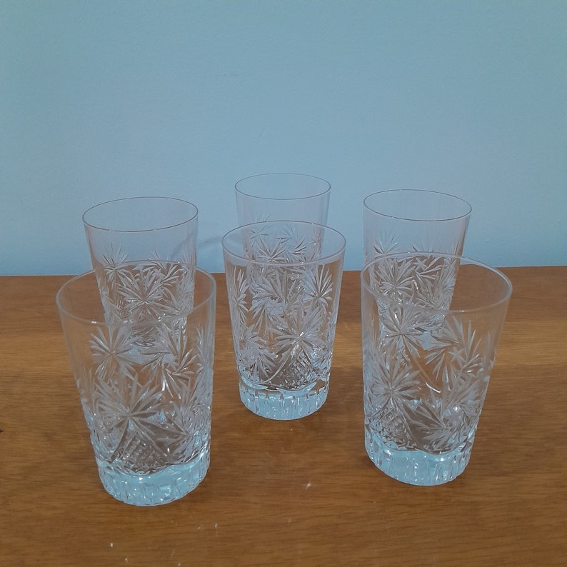 Crystal Cut Drinking Glasses, Vintage Drinking Glasses, 6 Piece ...
