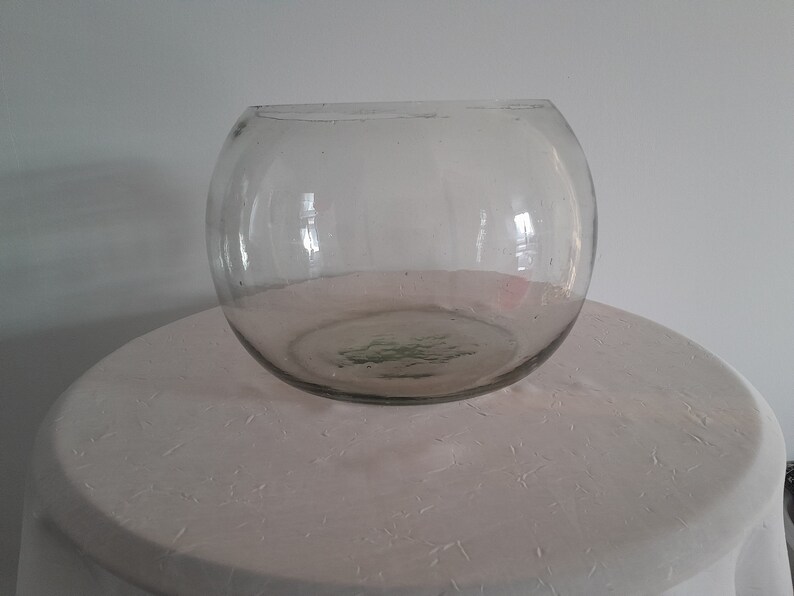 Vintage Large Clear Glass Centerpiece Bowl Glass Bowl Heavy - Etsy