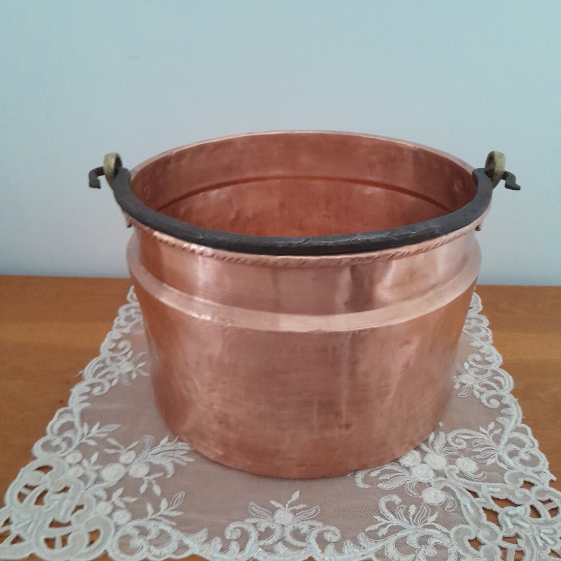 Copper Cauldron Pot, Vintage Copper Bucket, Hammered Copper Vintage Pot ...