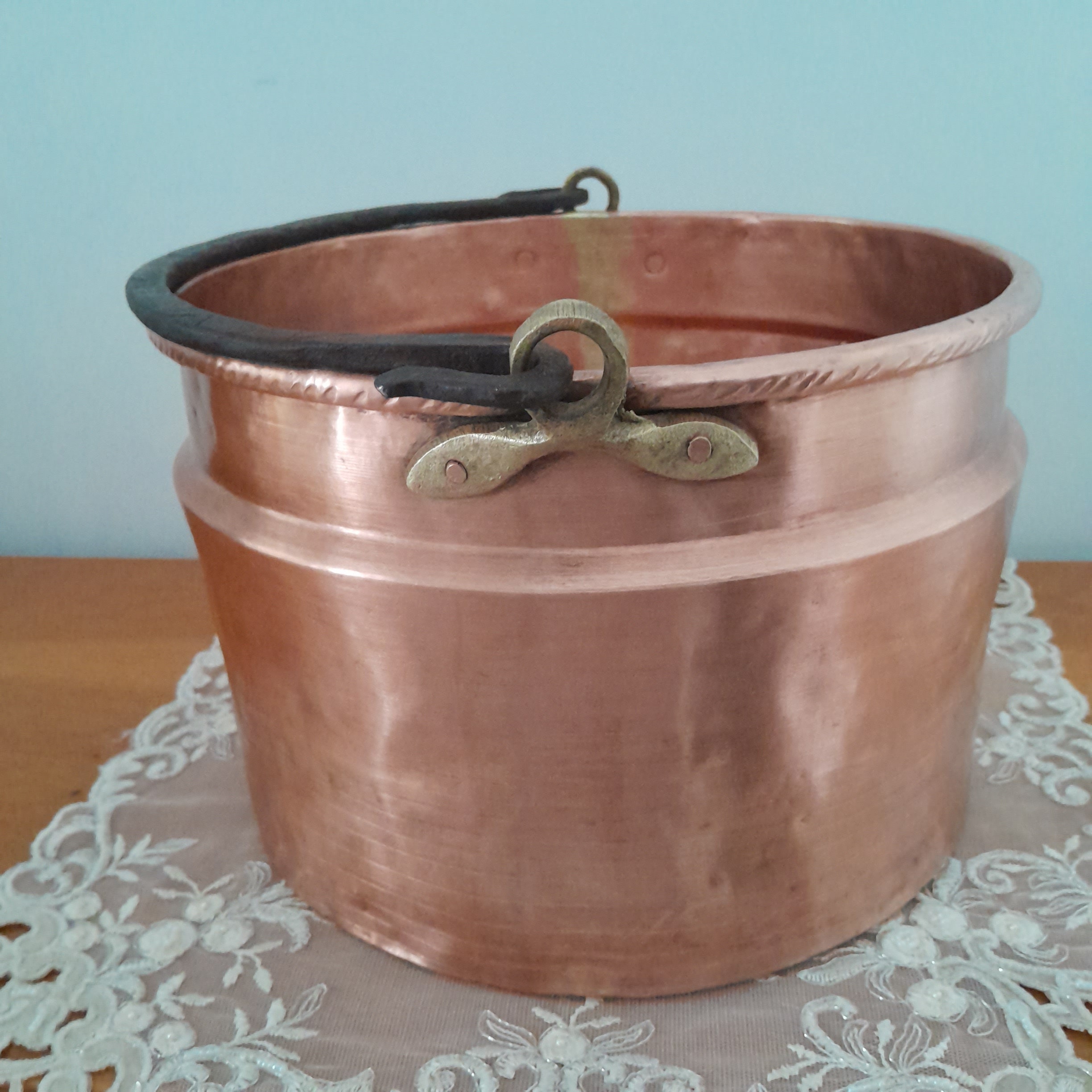 Copper Cauldron Pot, Vintage Copper Bucket, Hammered Copper Vintage Pot ...