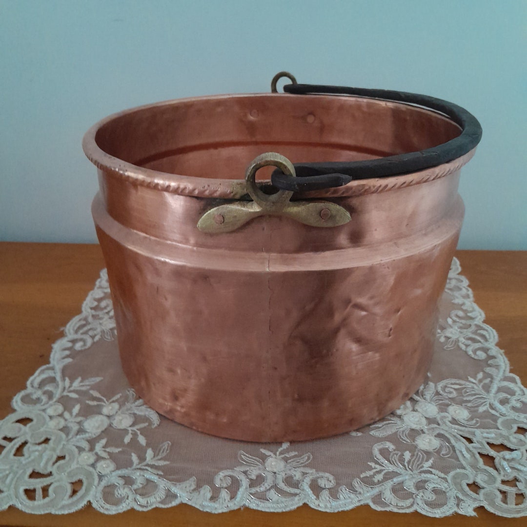Copper Cauldron Pot, Vintage Copper Bucket, Hammered Copper Vintage Pot ...